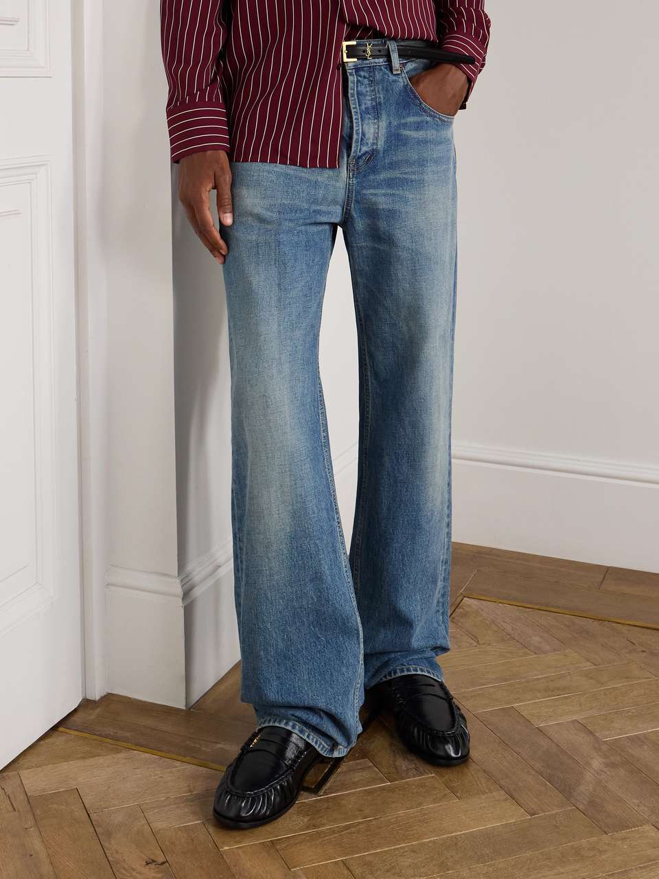 SAINT LAURENT Le Loafer Monogram Logo-Appliquéd Leather Penny Loafers ...