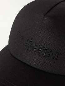 SAINT LAURENT Logo-Embroidered Cotton and Linen-Blend Gabardine ...