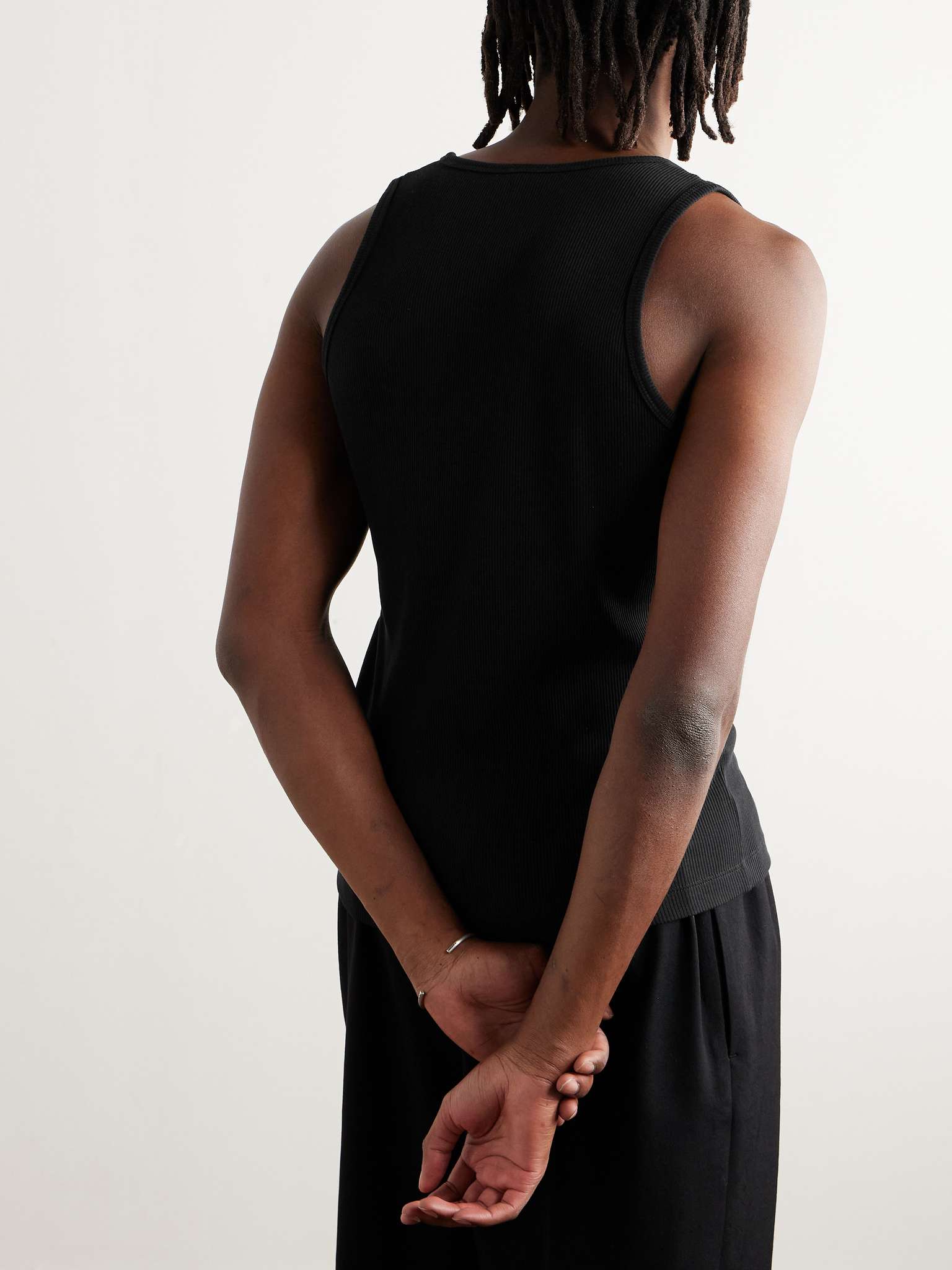 LOEWE Logo-Embroidered Ribbed Stretch-Cotton Tank Top for Men | MR PORTER
