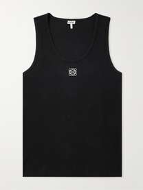 LOEWE Logo-Embroidered Ribbed Stretch-Cotton Tank Top for Men | MR PORTER