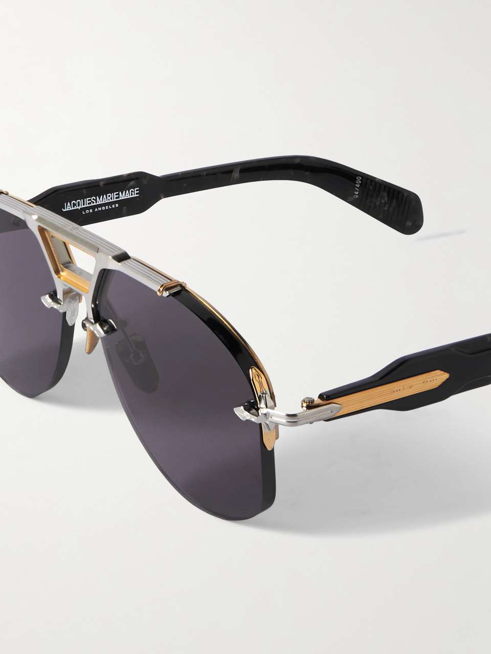 JACQUES MARIE MAGE Alta Aviator-Style Silver, Gold-Tone and Acetate ...
