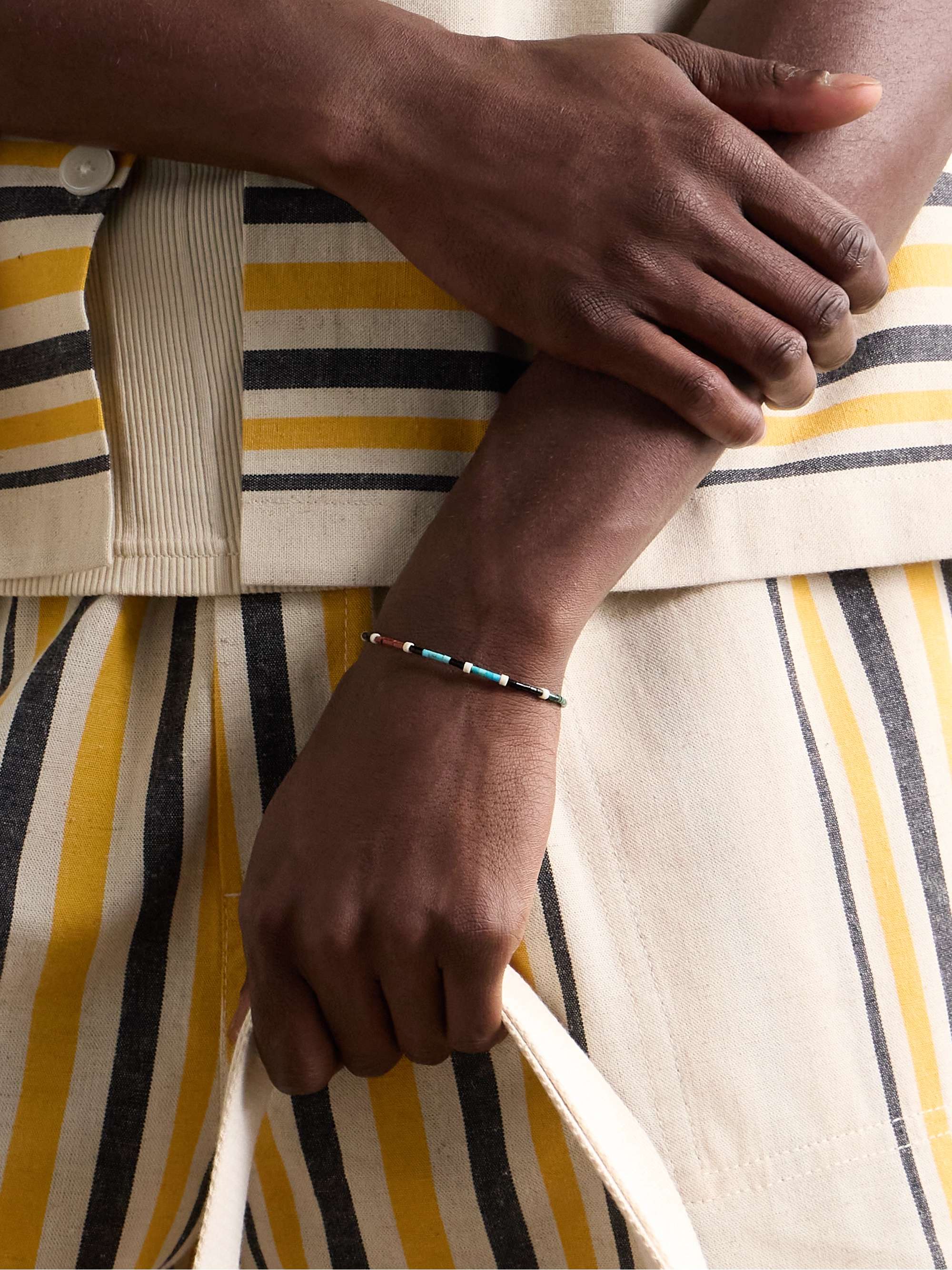 MIKIA Silver Multi-Stone Beaded Bracelet for Men | MR PORTER