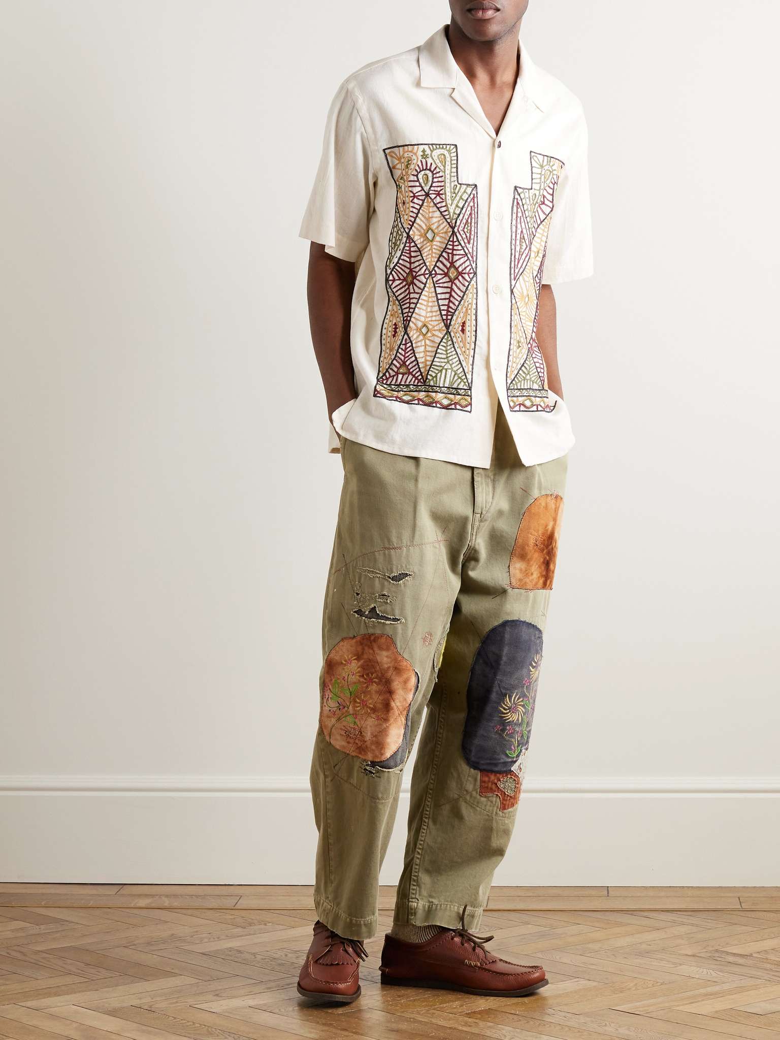 Ecru Craft Ayo Convertible-Collar Embroidered Cotton Shirt | KARDO | MR ...