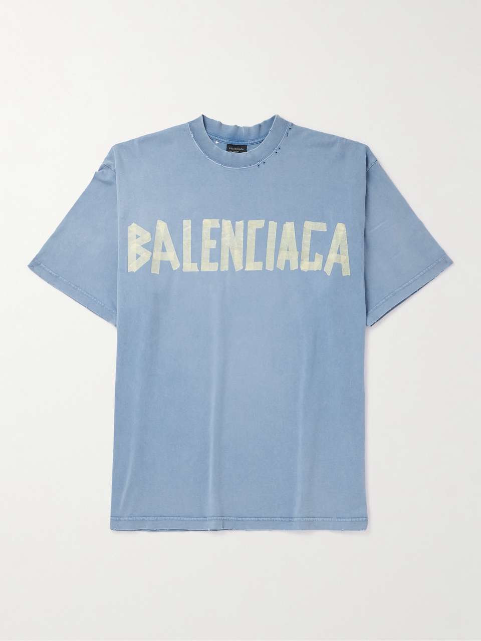 BALENCIAGA Oversized Distressed Logo-Print Cotton-Jersey T-Shirt for Men | MR PORTER