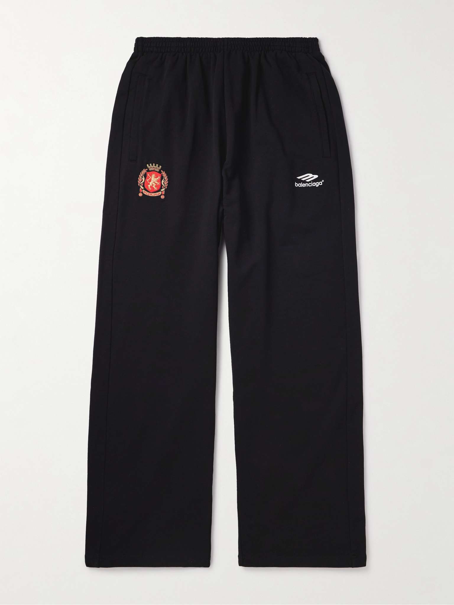 BALENCIAGA Wide-Leg Logo-Embroidered Cotton-Jersey Sweatpants for Men ...
