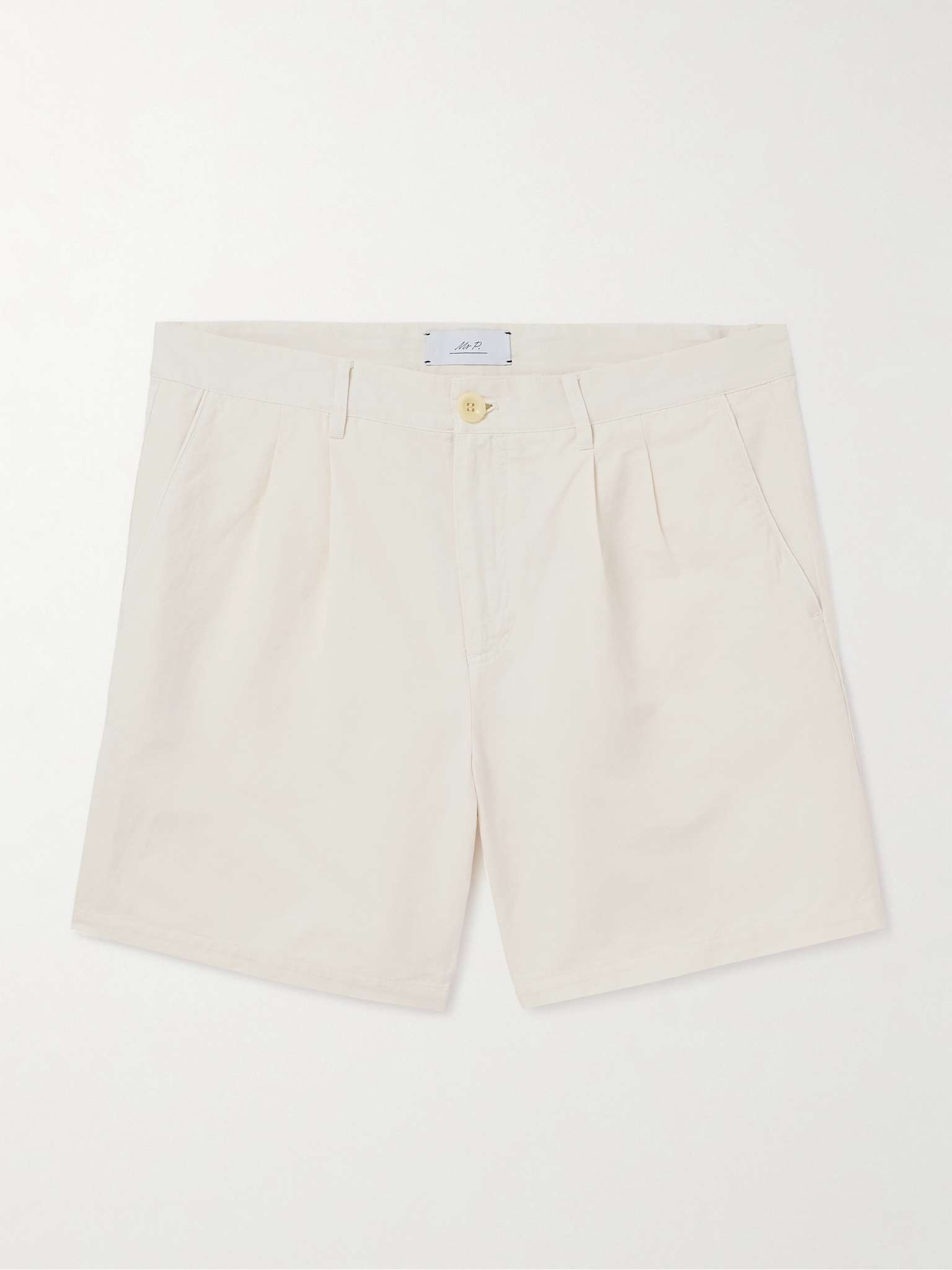 MR P. Straight-Leg Pleated Cotton and Linen-Blend Twill Shorts for Men ...