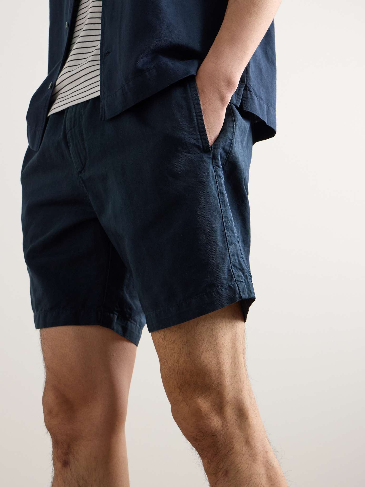 MR P. Straight-Leg Cotton and Linen-Blend Drawstring Shorts for Men ...