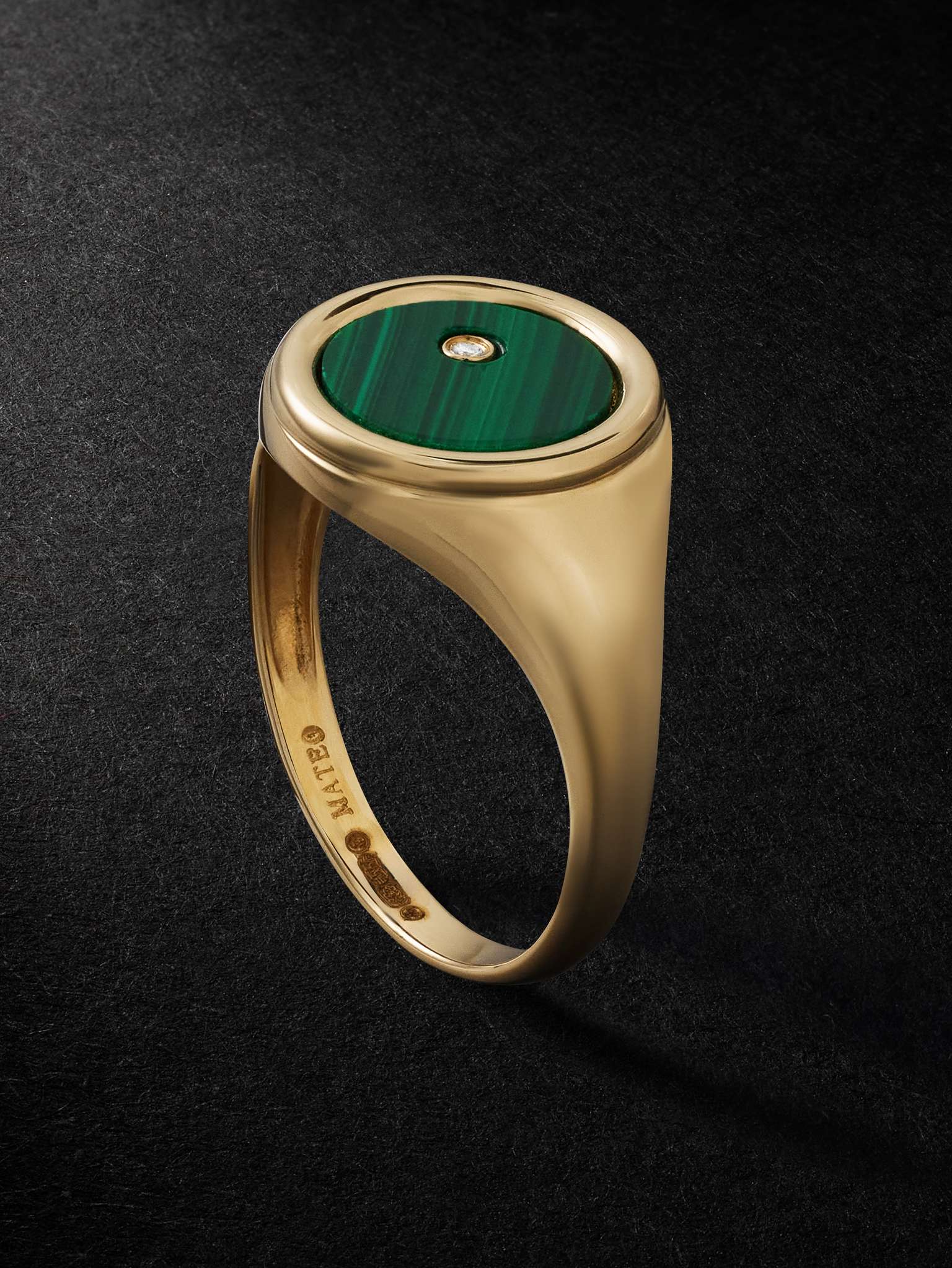 MATEO Gold, Malachite and Diamond Signet Ring for Men | MR PORTER