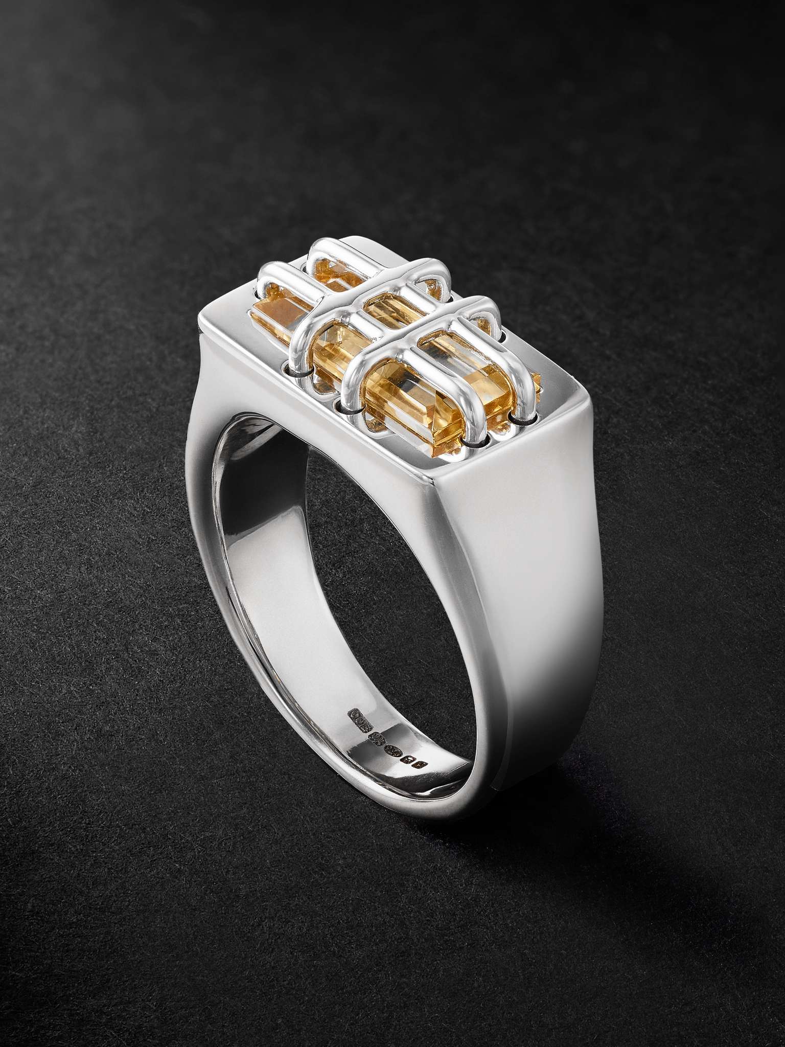OUIE Cage Sterling Silver Citrine Ring for Men | MR PORTER