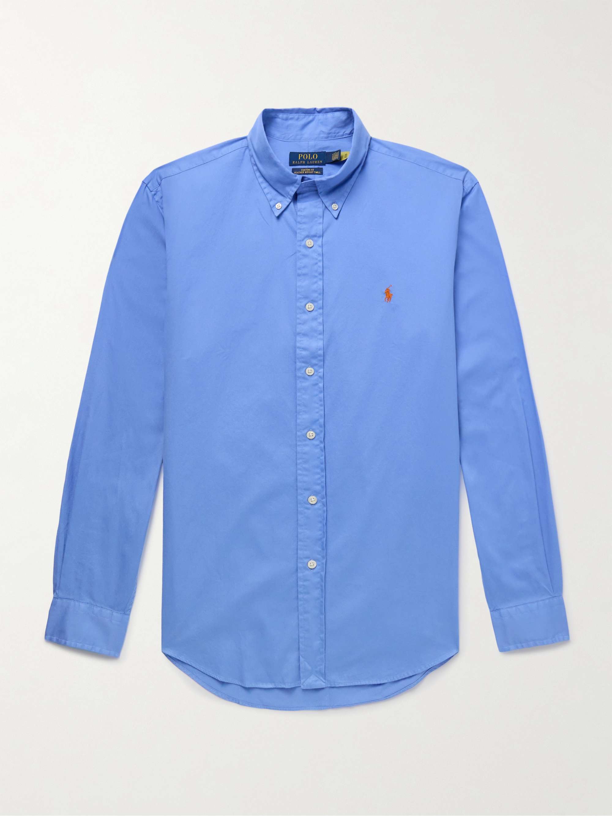POLO RALPH LAUREN Button-Down Collar Logo-Embroidered Cotton-Twill ...