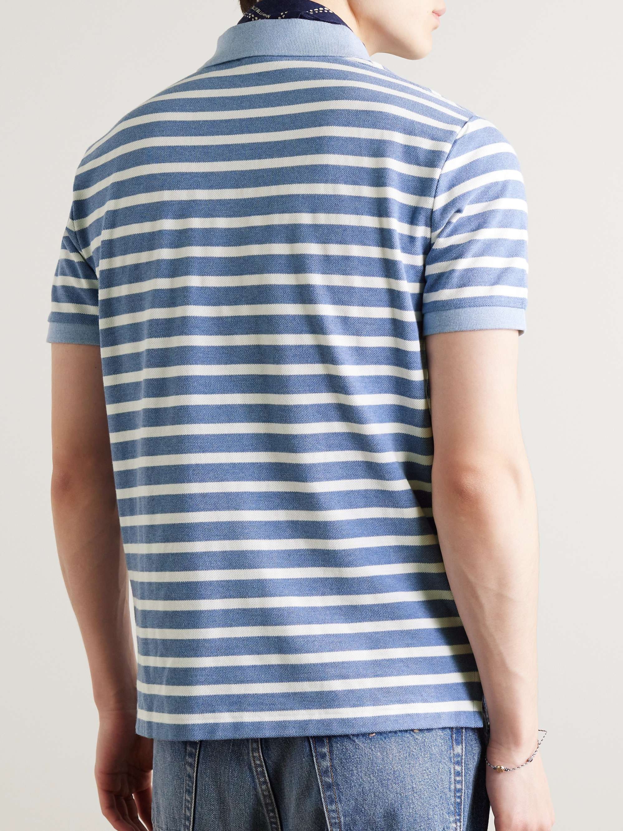 POLO RALPH LAUREN Slim-Fit Logo-Embroidered Striped Cotton-Piqué Polo Shirt for Men | MR PORTER
