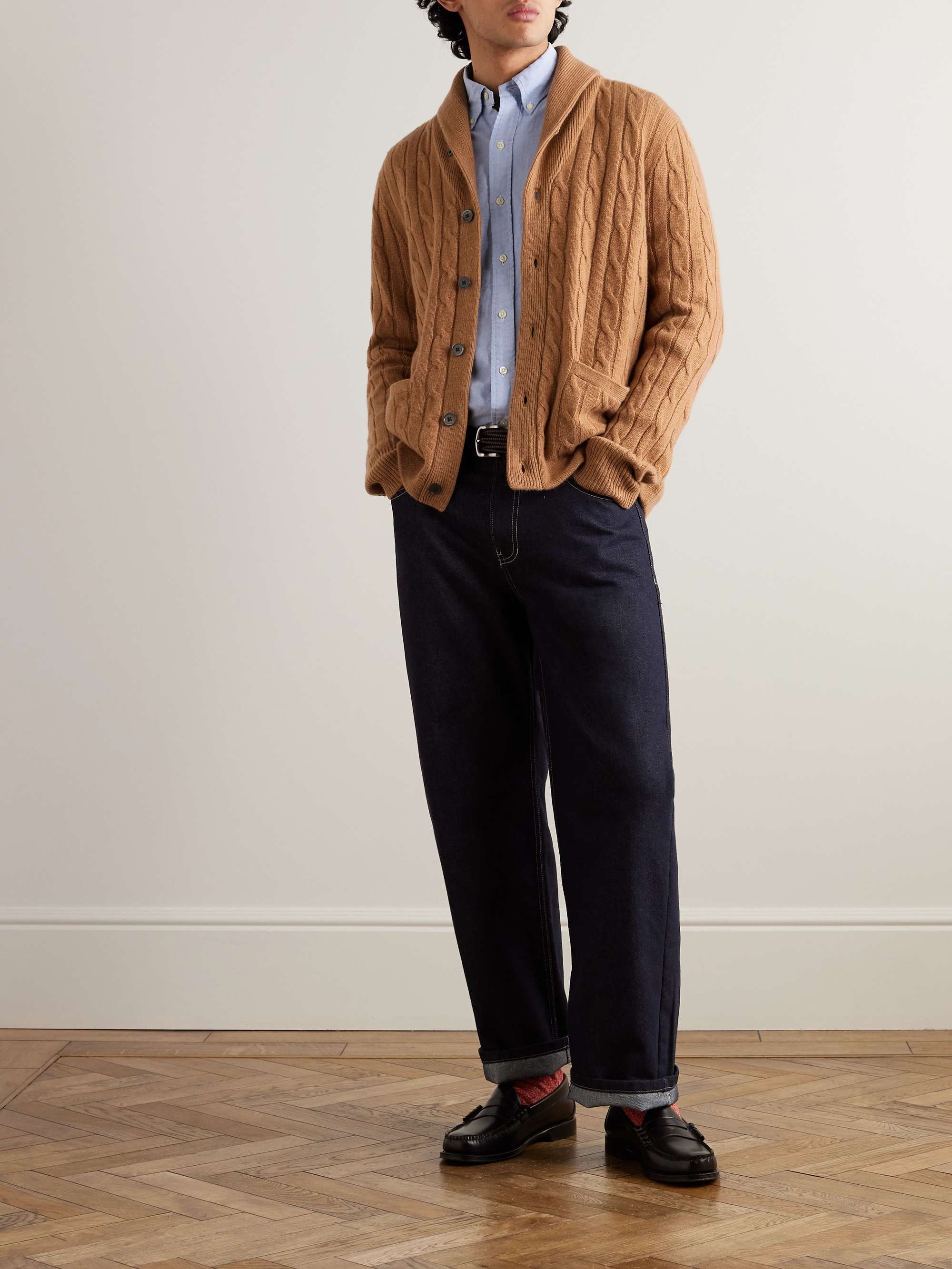 POLO RALPH LAUREN Shawl-Collar Cable-Knit Cashmere Cardigan for Men | MR PORTER