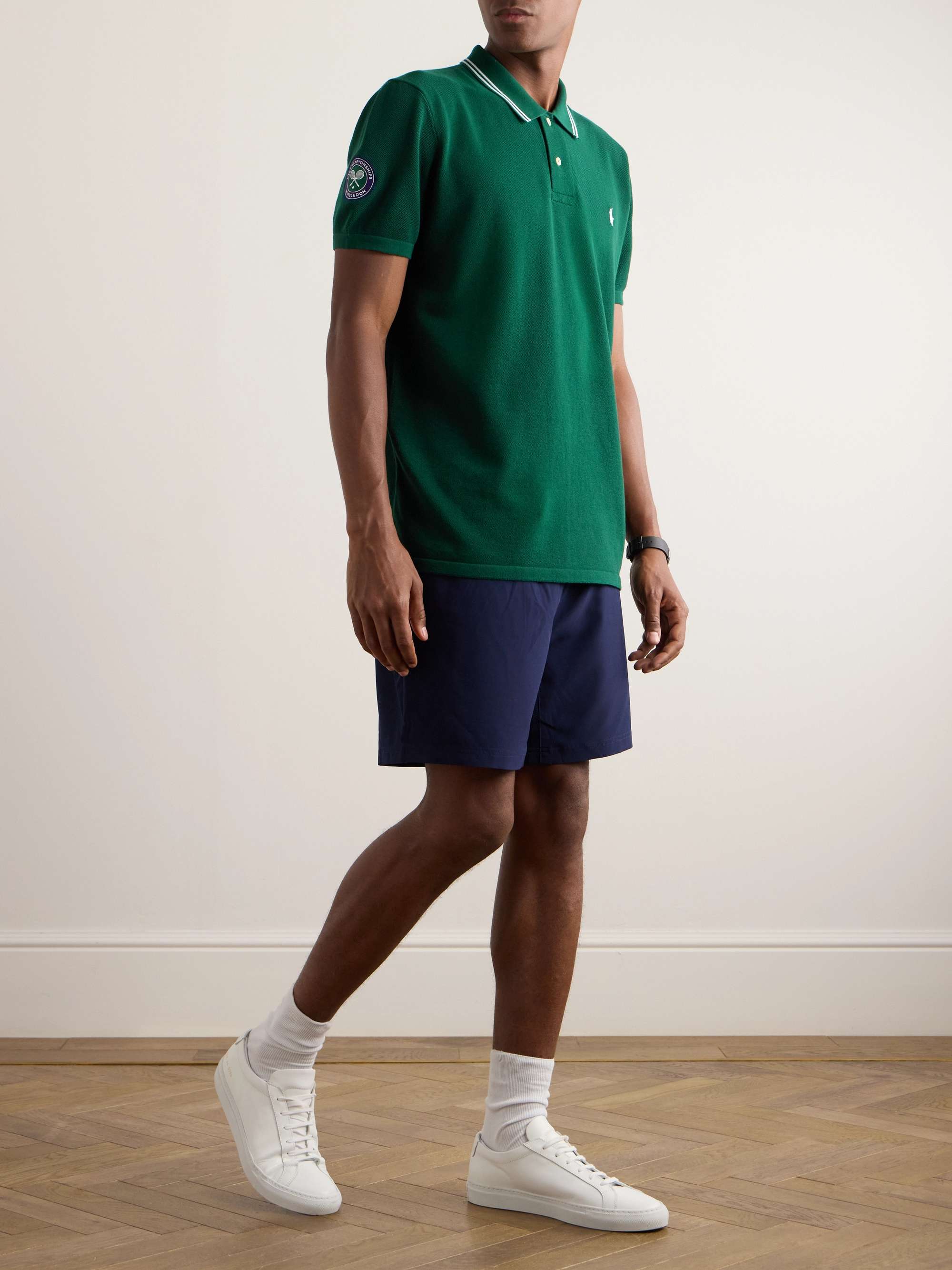Green + Wimbledon Logo-Embroidered Cotton-Piqué Polo Shirt | POLO RALPH LAUREN | MR PORTER