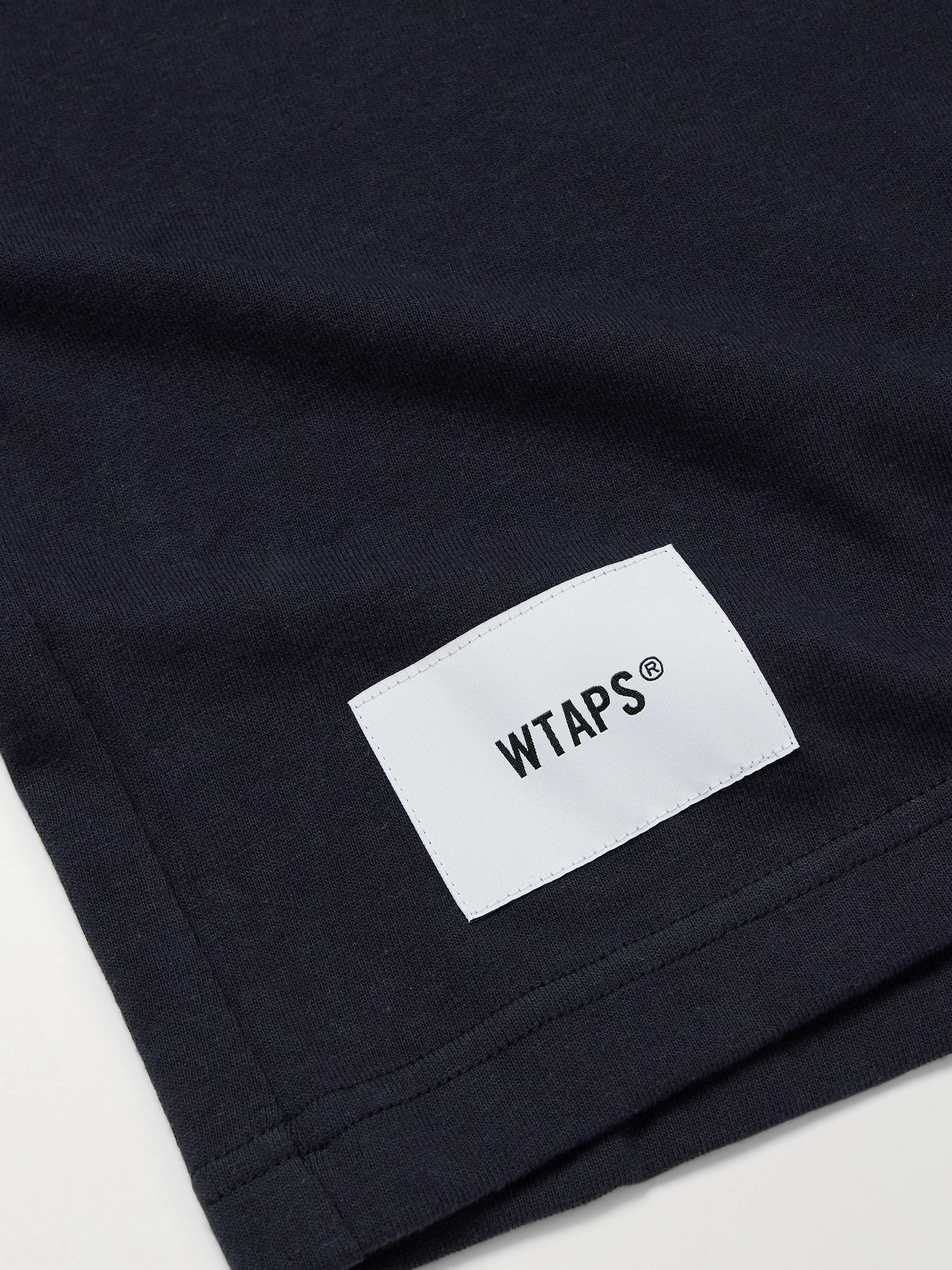 Navy Logo-Print Appliquéd Cotton-Jersey T-Shirt | WTAPS® | MR PORTER