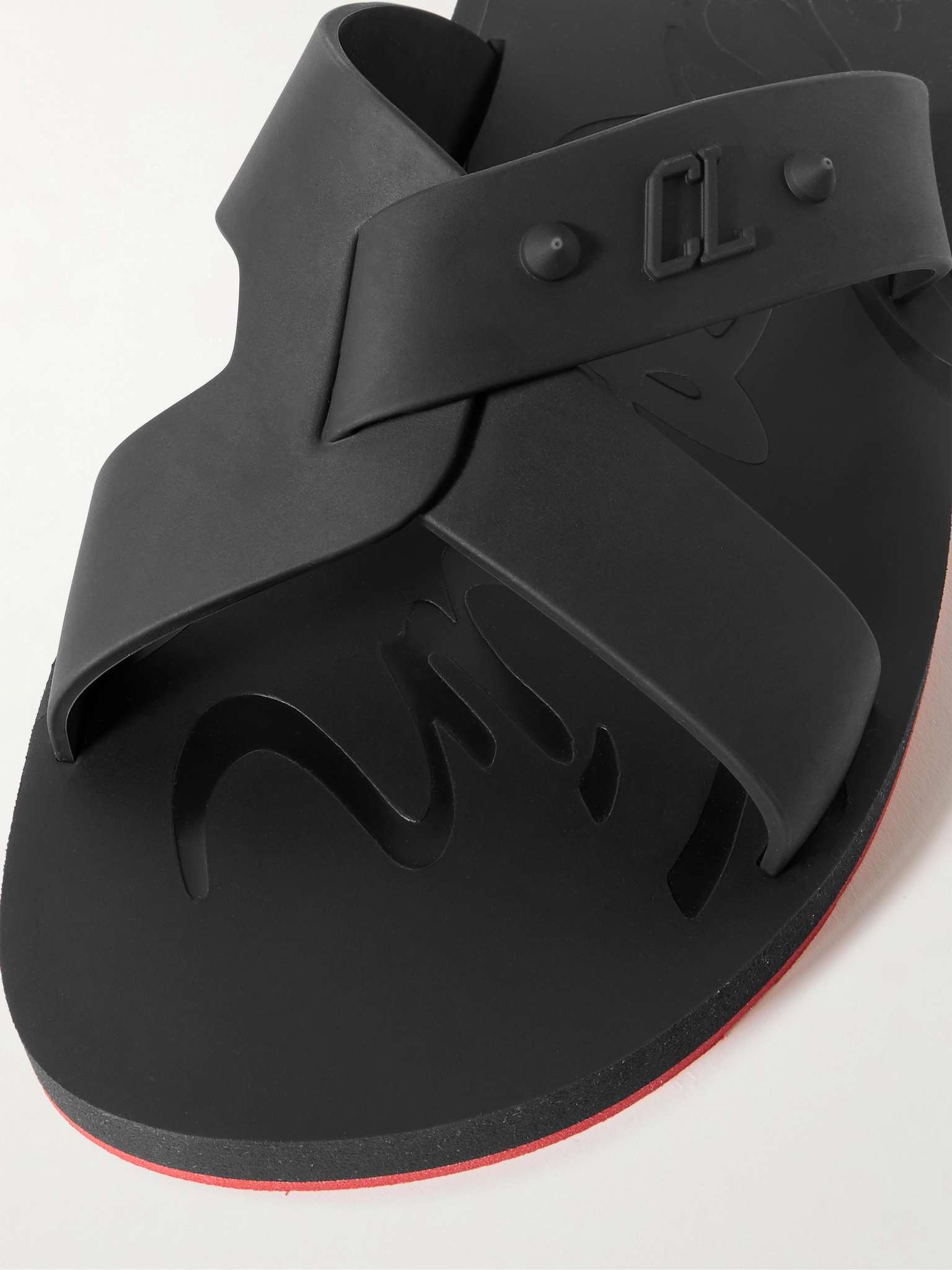 Black Loubi Cross Logo-Embossed Rubber Slides | CHRISTIAN LOUBOUTIN ...