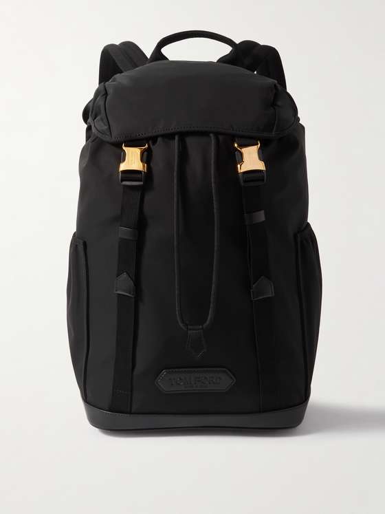 TOM FORD Leather-Trimmed Logo-Appliquèd Nylon Backpack for Men | MR PORTER