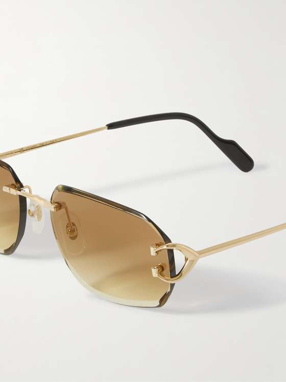 CARTIER EYEWEAR Signature C Rimless Rectangular-Frame Gold-Tone ...