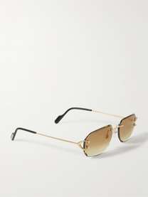 CARTIER EYEWEAR Signature C Rimless Rectangular-Frame Gold-Tone ...