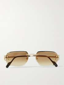 CARTIER EYEWEAR Signature C Rimless Rectangular-Frame Gold-Tone ...