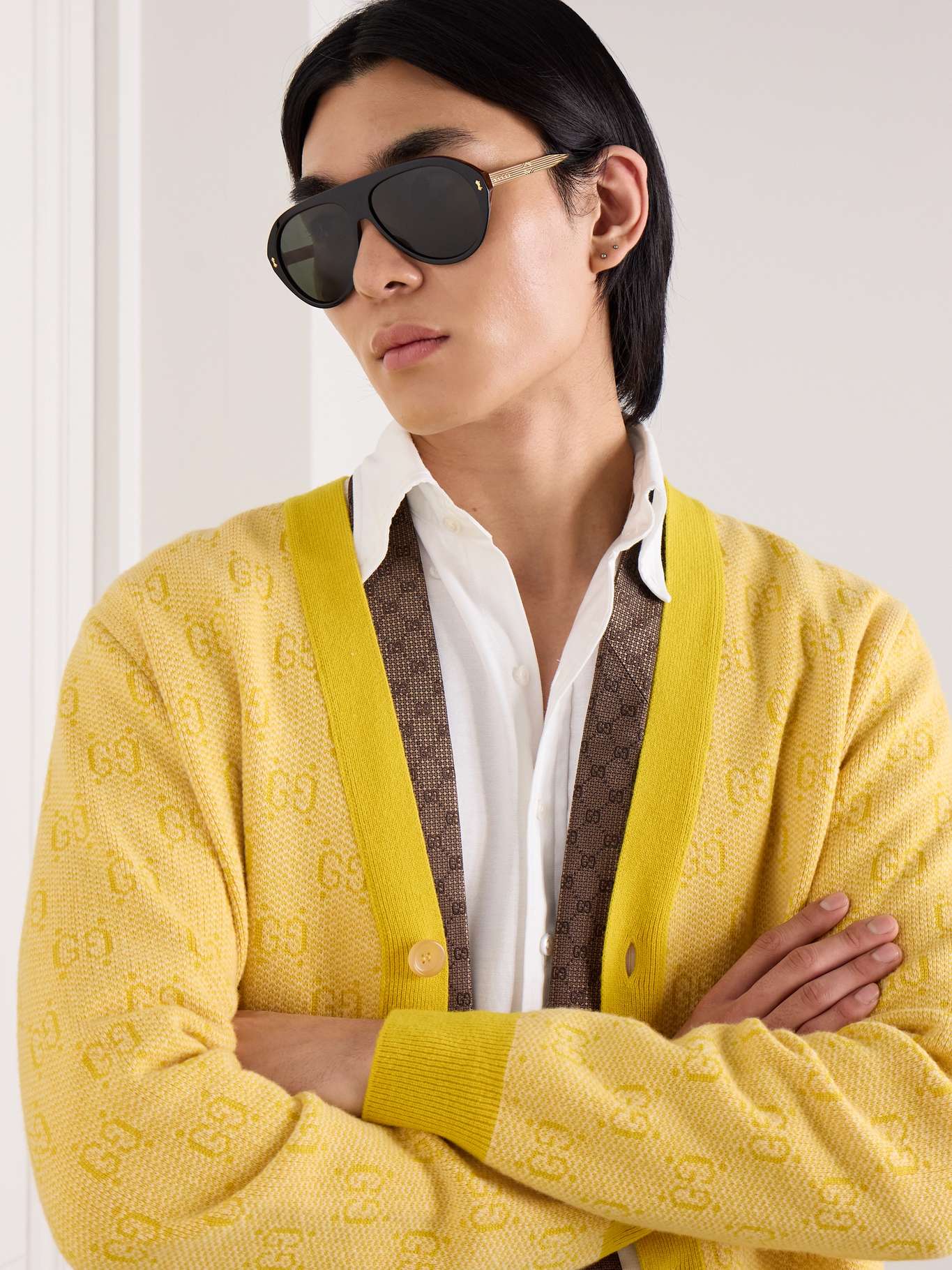 GUCCI EYEWEAR Aviator-Style Acetate and Gold-Tone Sunglasses for Men ...