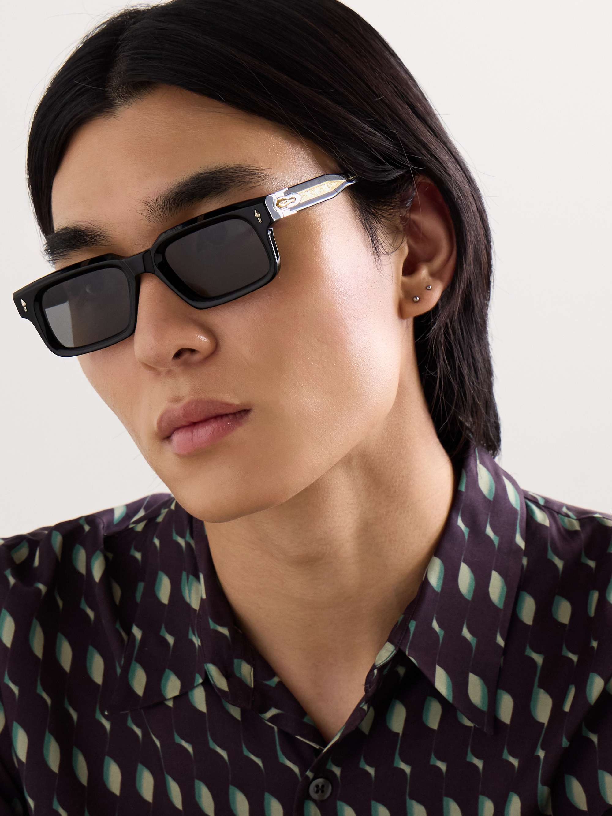 JACQUES MARIE MAGE Belvedere Square-Frame Acetate and Gold- and Silver ...