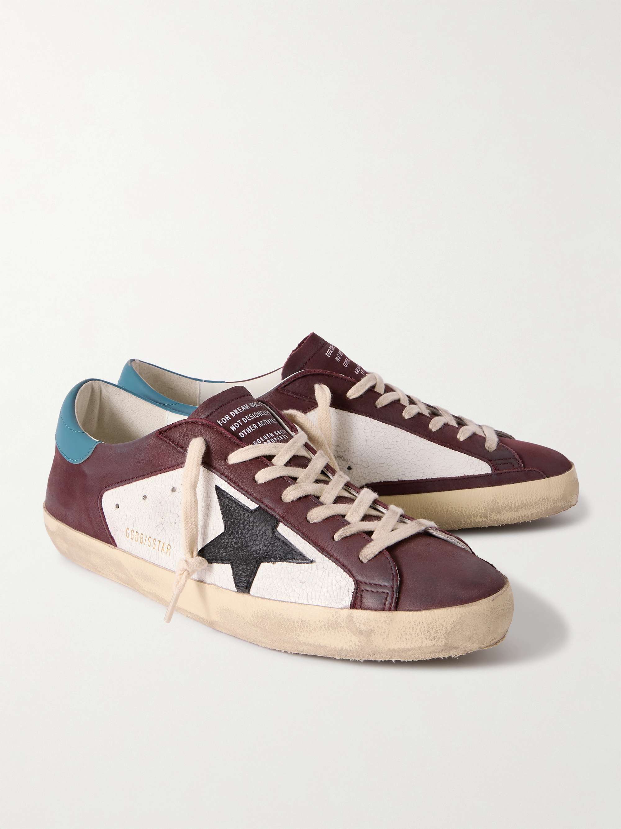 GOLDEN GOOSE Super-Star Distressed Cracked-Leather Sneakers GOLDEN GOOSE Super-Star Distressed Cracked-Leather Sneakers