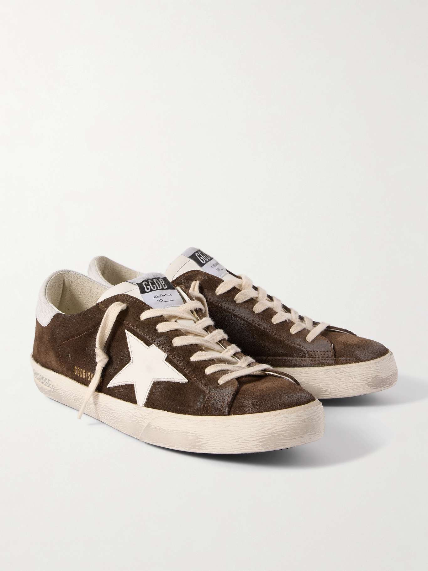 GOLDEN GOOSE Super-Star Distressed Leather-Trimmed Suede Sneakers for ...