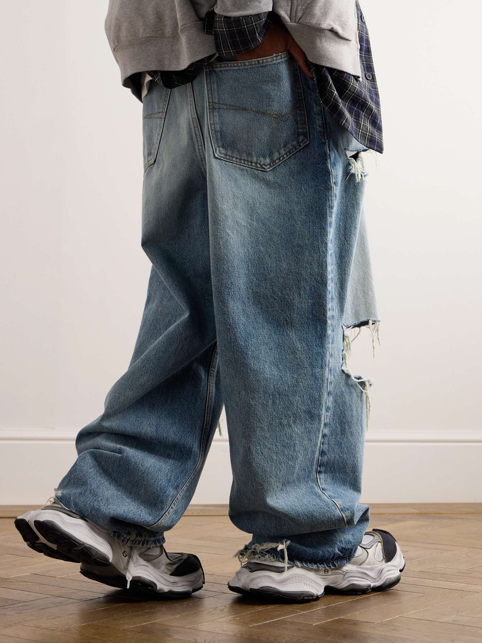 BALENCIAGA Cargo Distressed Mesh-Trimmed Suede and Leather Sneakers for ...