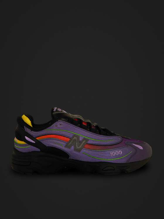 NEW BALANCE M1000 Embroidered Reflective Faux Leather and Mesh Sneakers ...