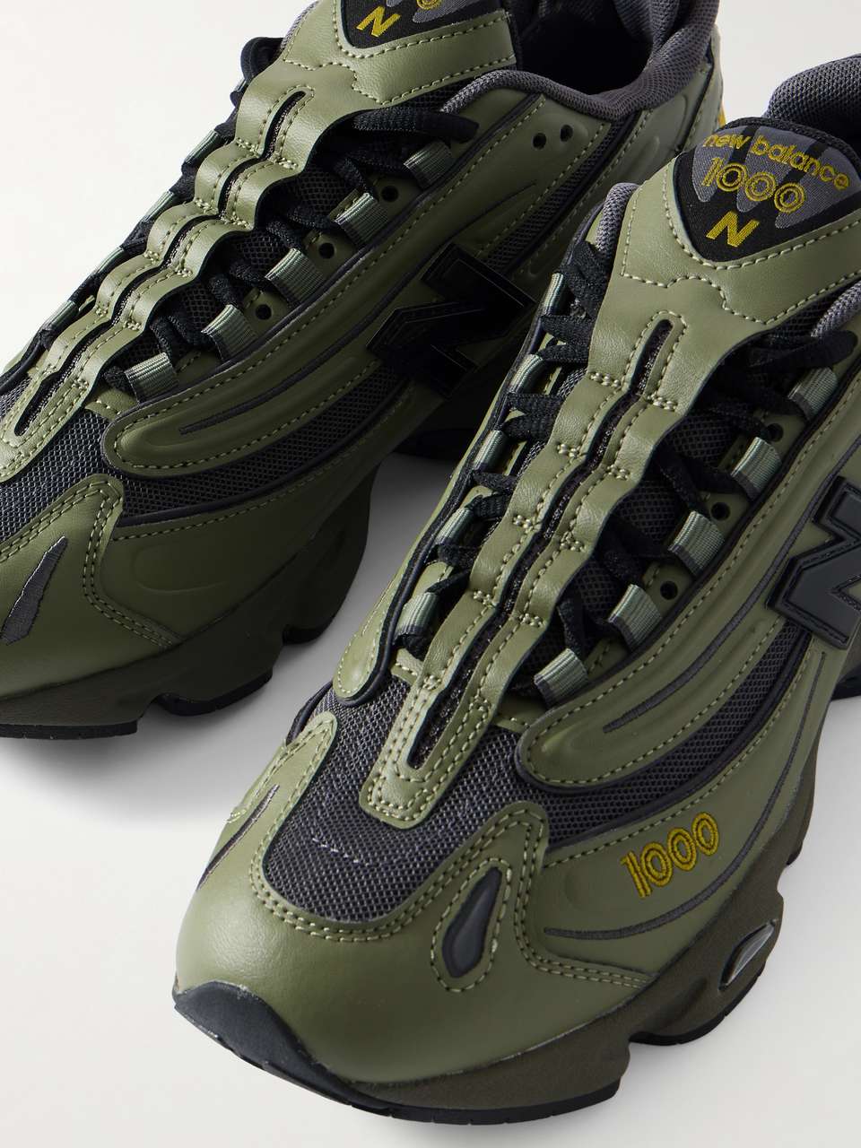 NEW BALANCE M1000 Embroidered Faux Leather and Mesh Sneakers for Men ...