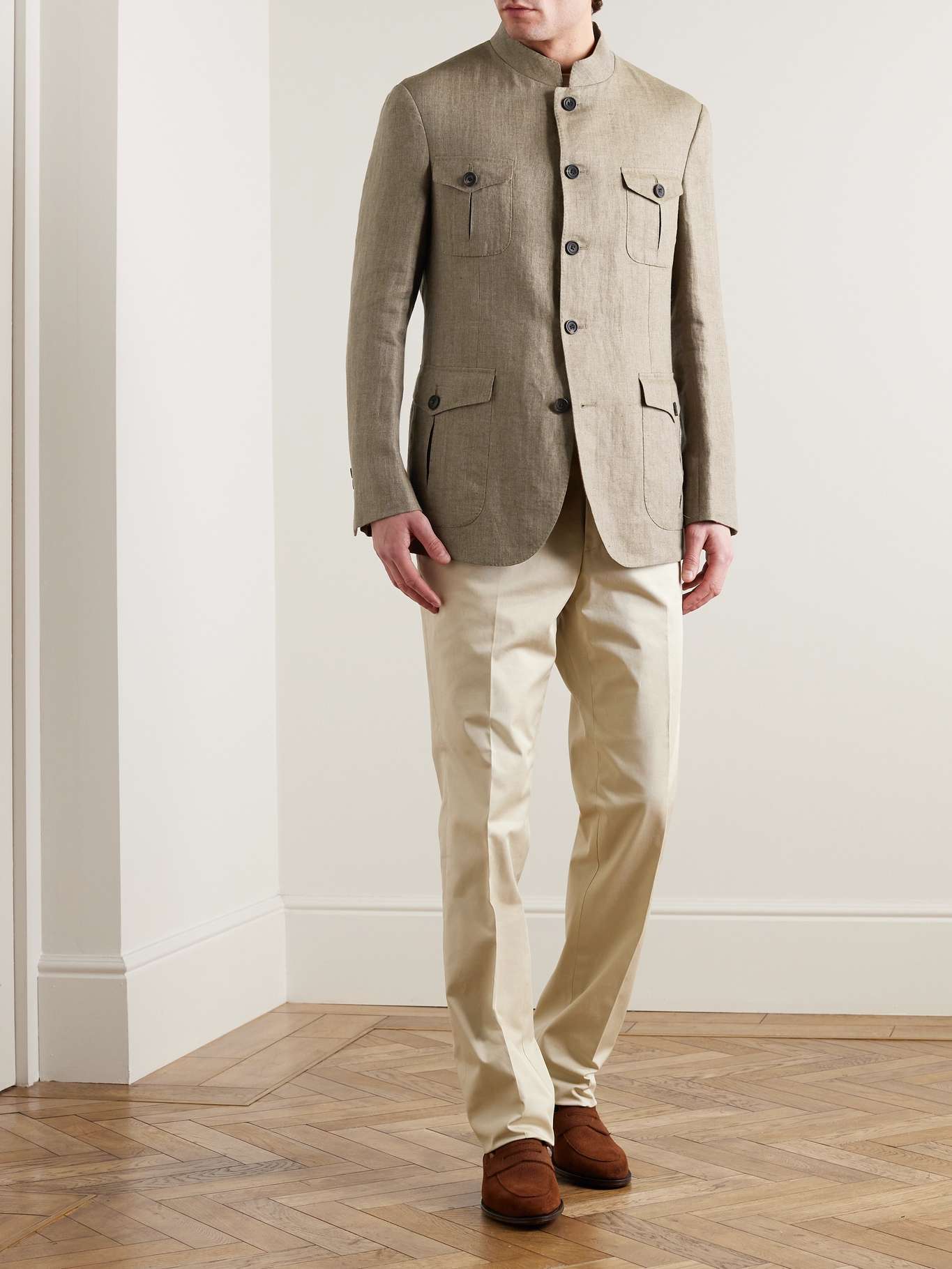 KINGSMAN Argylle Nehru-Collar Herringbone Linen Jacket for Men | MR PORTER