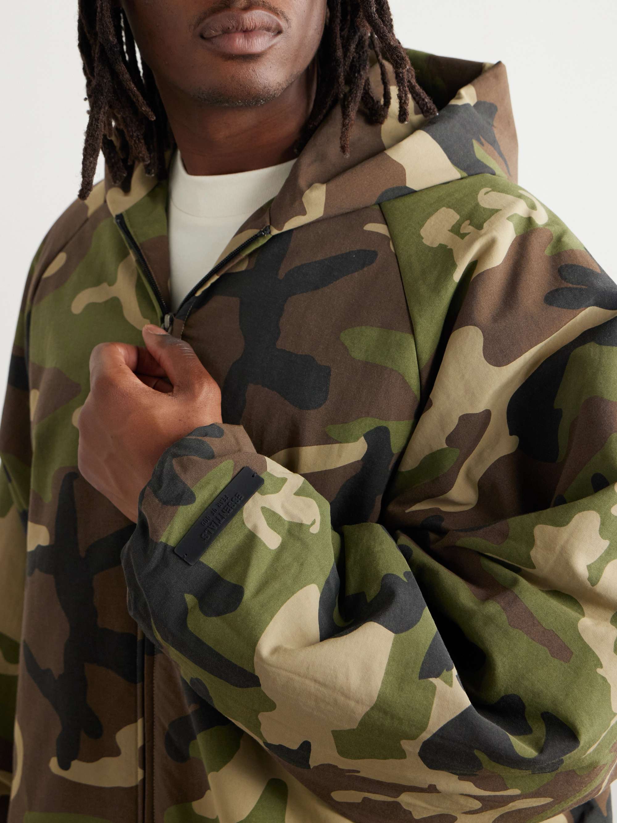 FEAR OF GOD ESSENTIALS Camouflage-Print Shell Hooded Jacket for Men ...