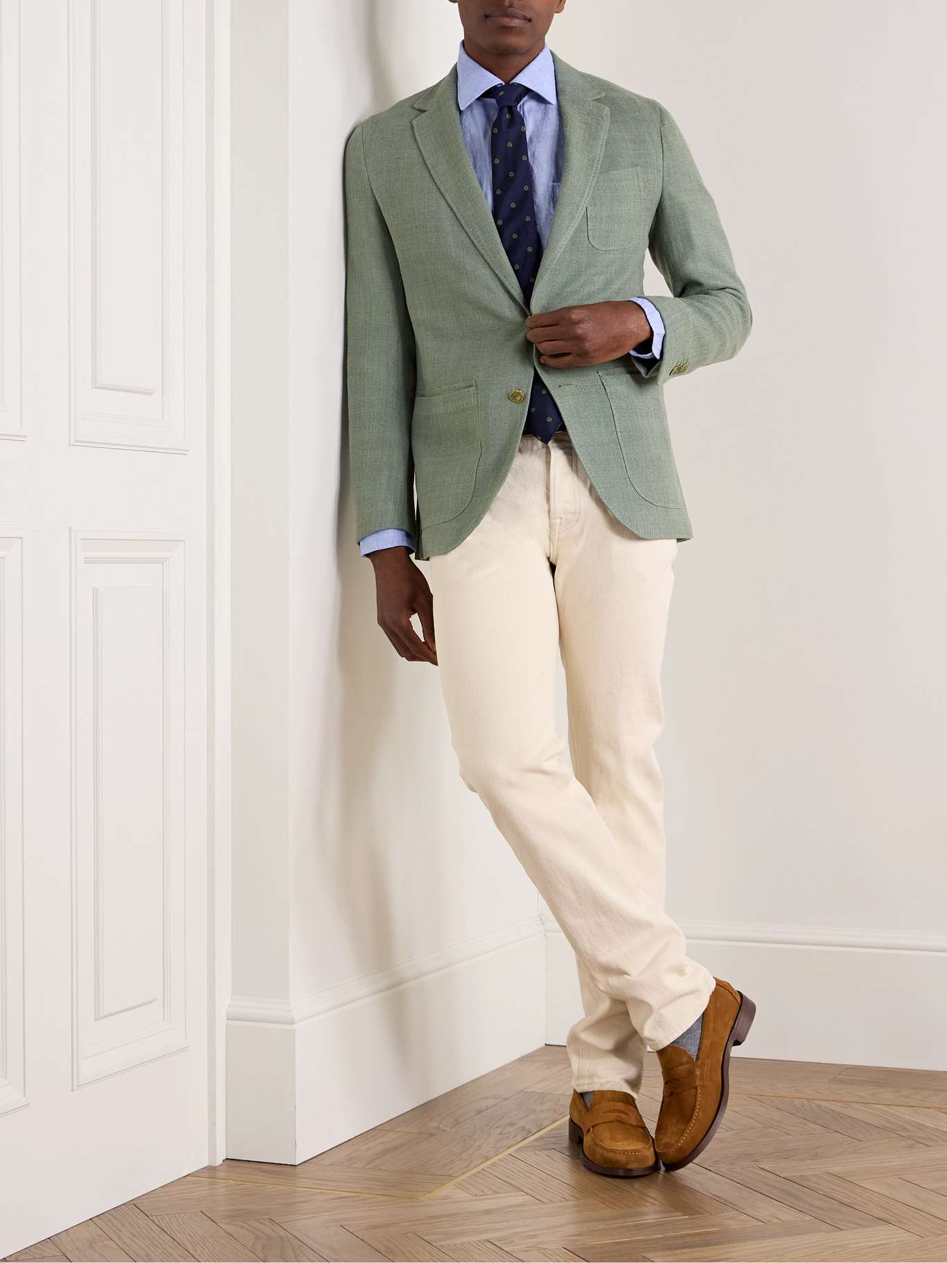 SID MASHBURN Ghost Slim-Fit Unstructured Silk, Linen and Cotton-Blend ...