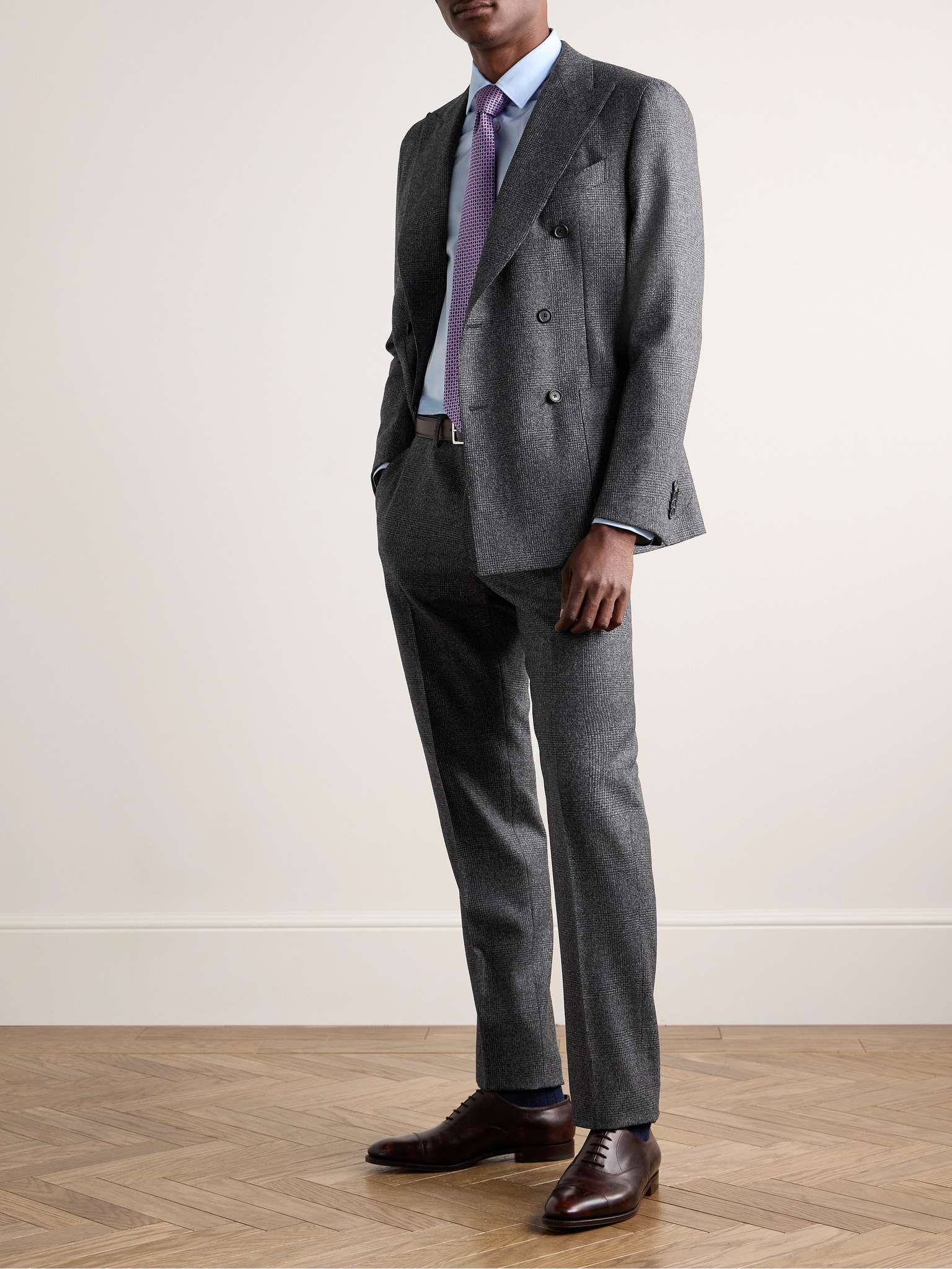CARUSO Slim-Fit Straight-Leg Prince of Wales Checked Wool Suit Trousers ...