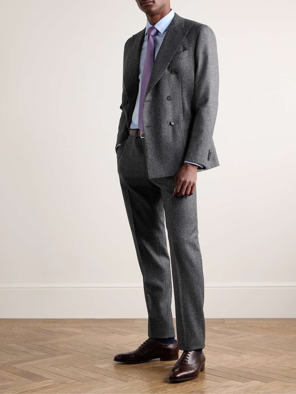 CARUSO Slim-Fit Straight-Leg Prince of Wales Checked Wool Suit Trousers ...