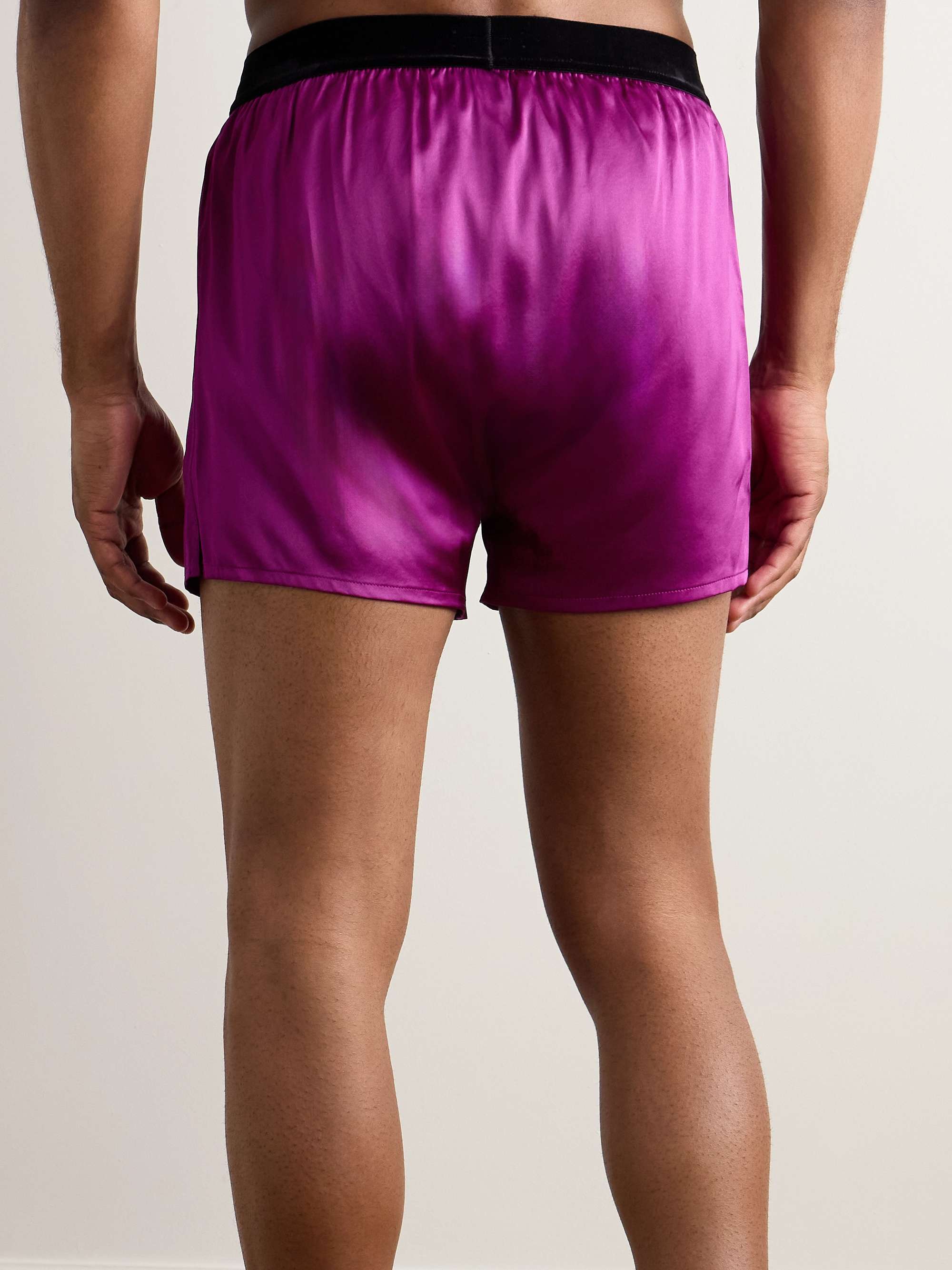 Tom Ford Velvet Trimmed Stretch Silk Satin Boxer Shorts For Men Mr Porter