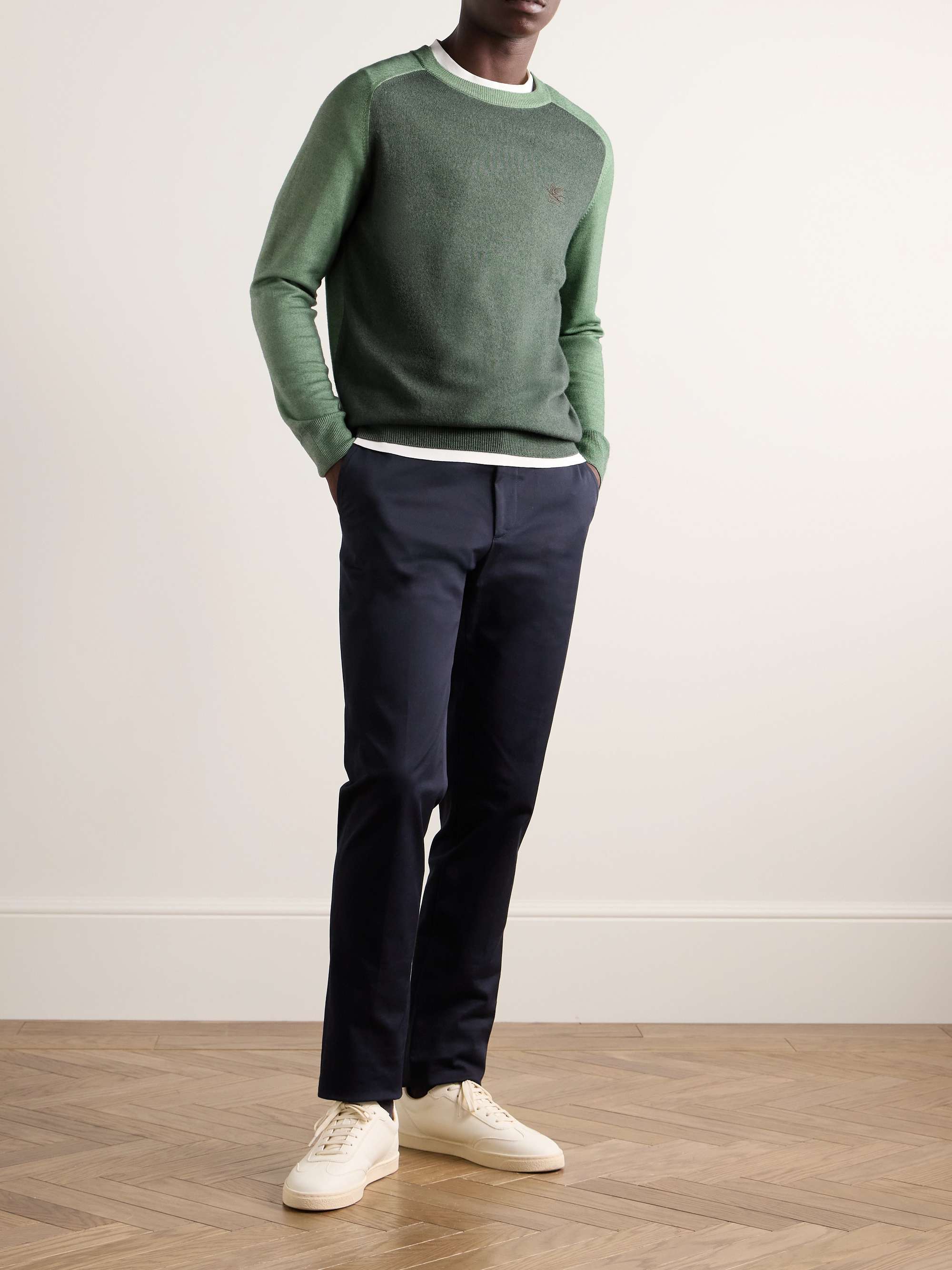 ETRO Logo-Embroidered Two-Tone Wool Sweater for Men | MR PORTER