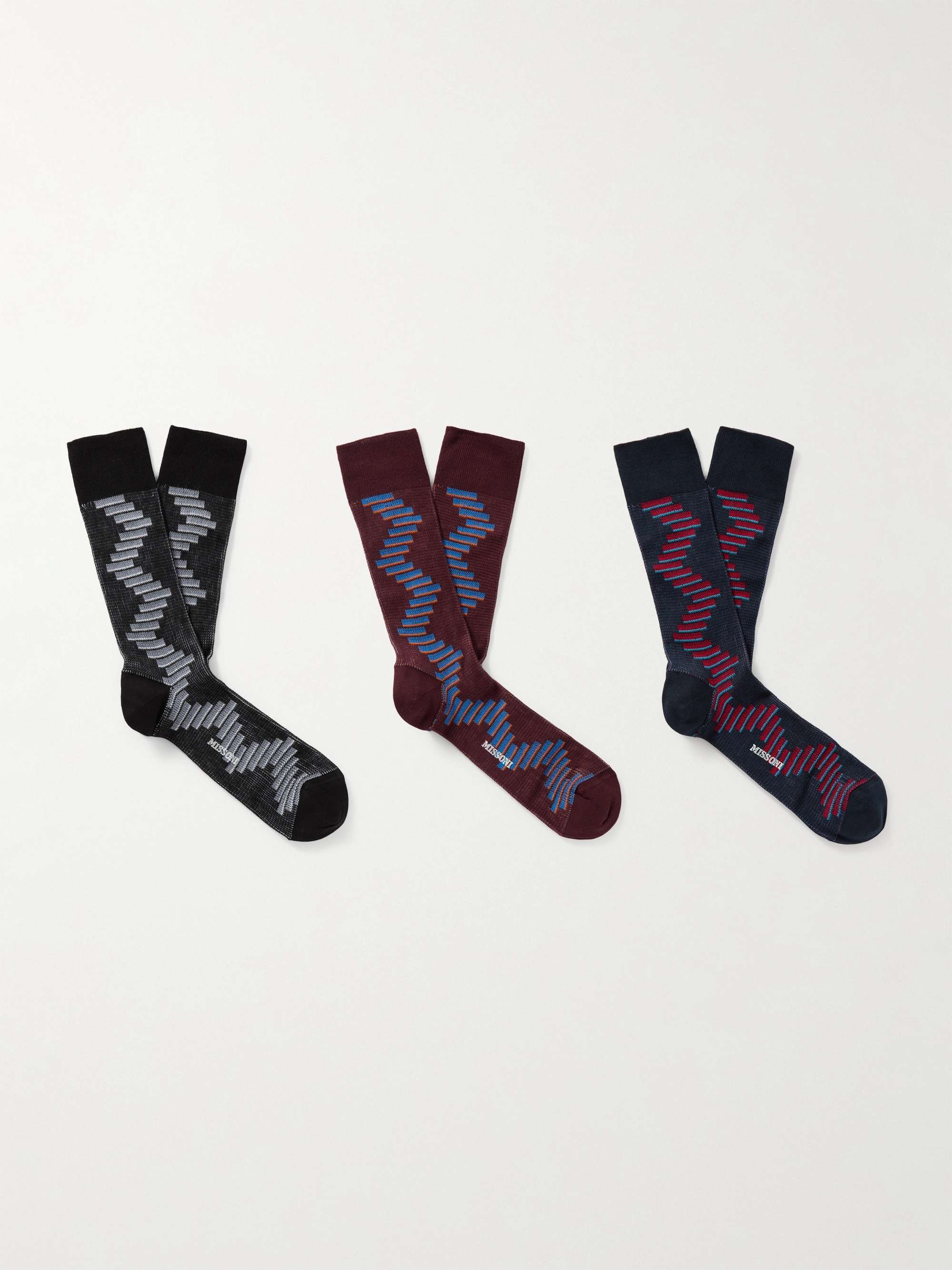 MISSONI Three-Pack Crochet-Knit Cotton-Blend Socks for Men | MR PORTER