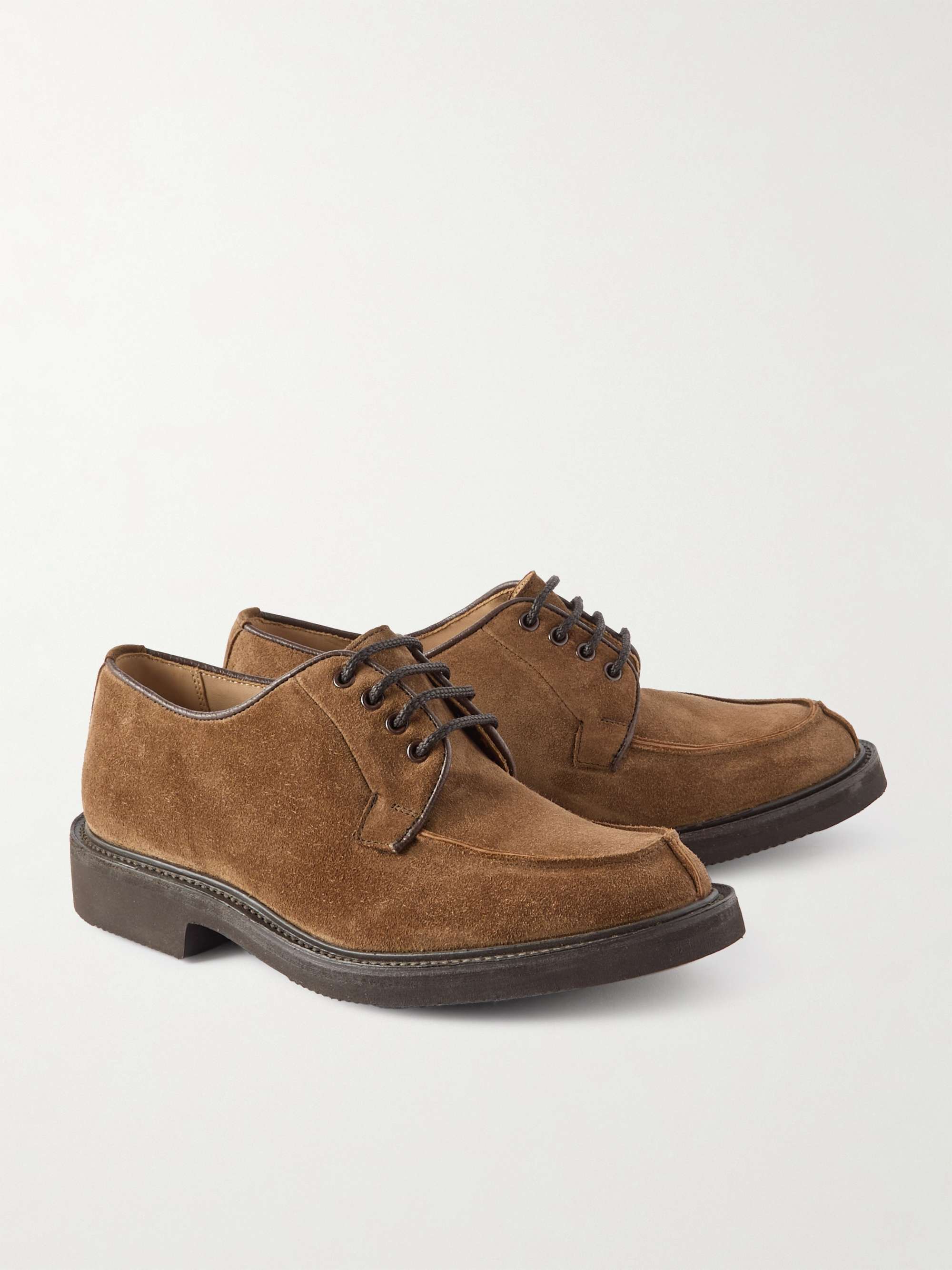 TRICKER'S Stuart Leather-Trimmed Brushed-Suede Derby Shoes for Men | MR ...