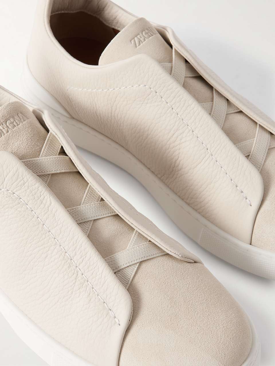 ZEGNA Triple Stitch Full-Grain Leather and Suede Sneakers for Men | MR ...