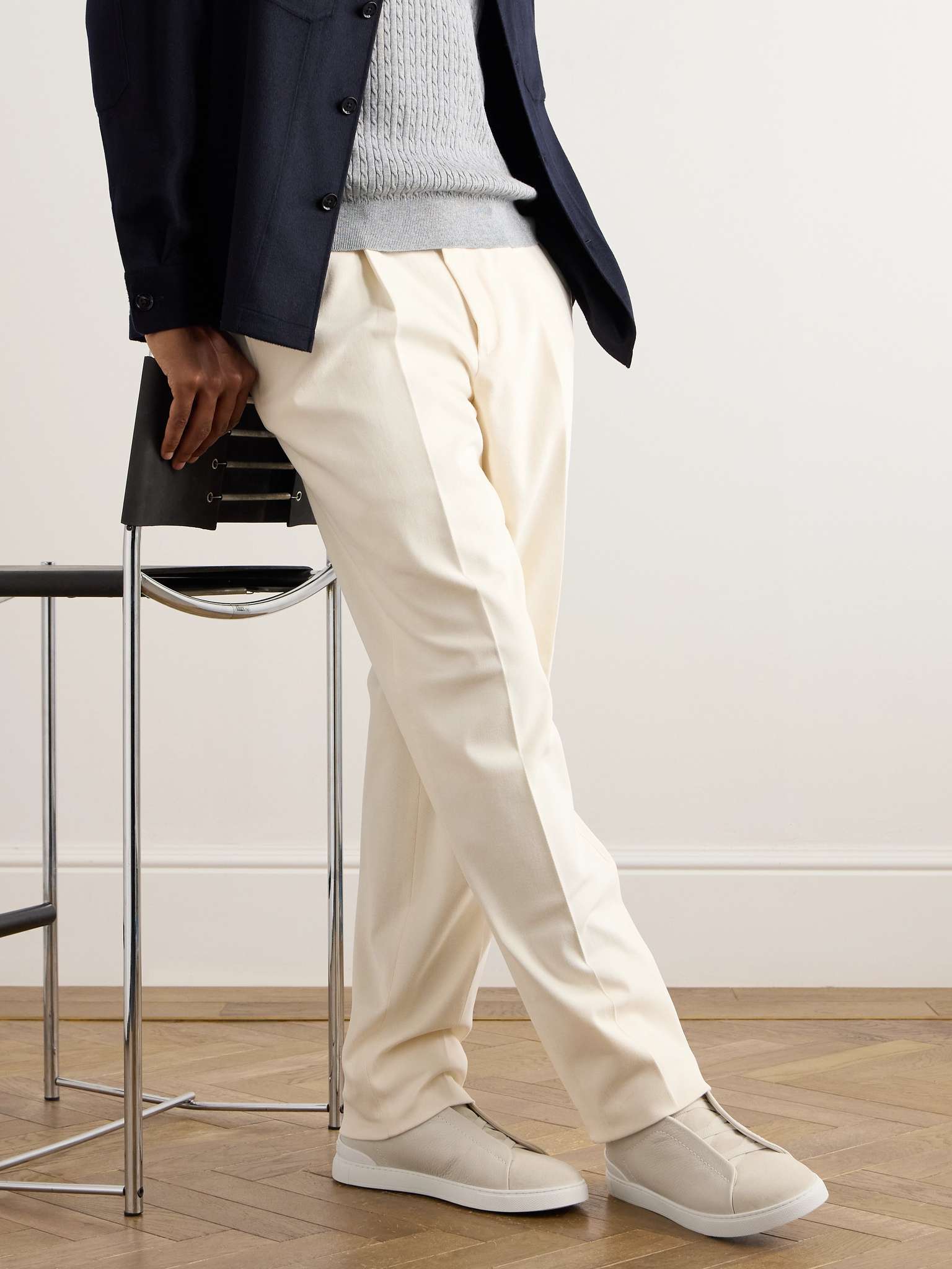 ZEGNA Triple Stitch Full-Grain Leather and Suede Sneakers for Men | MR ...