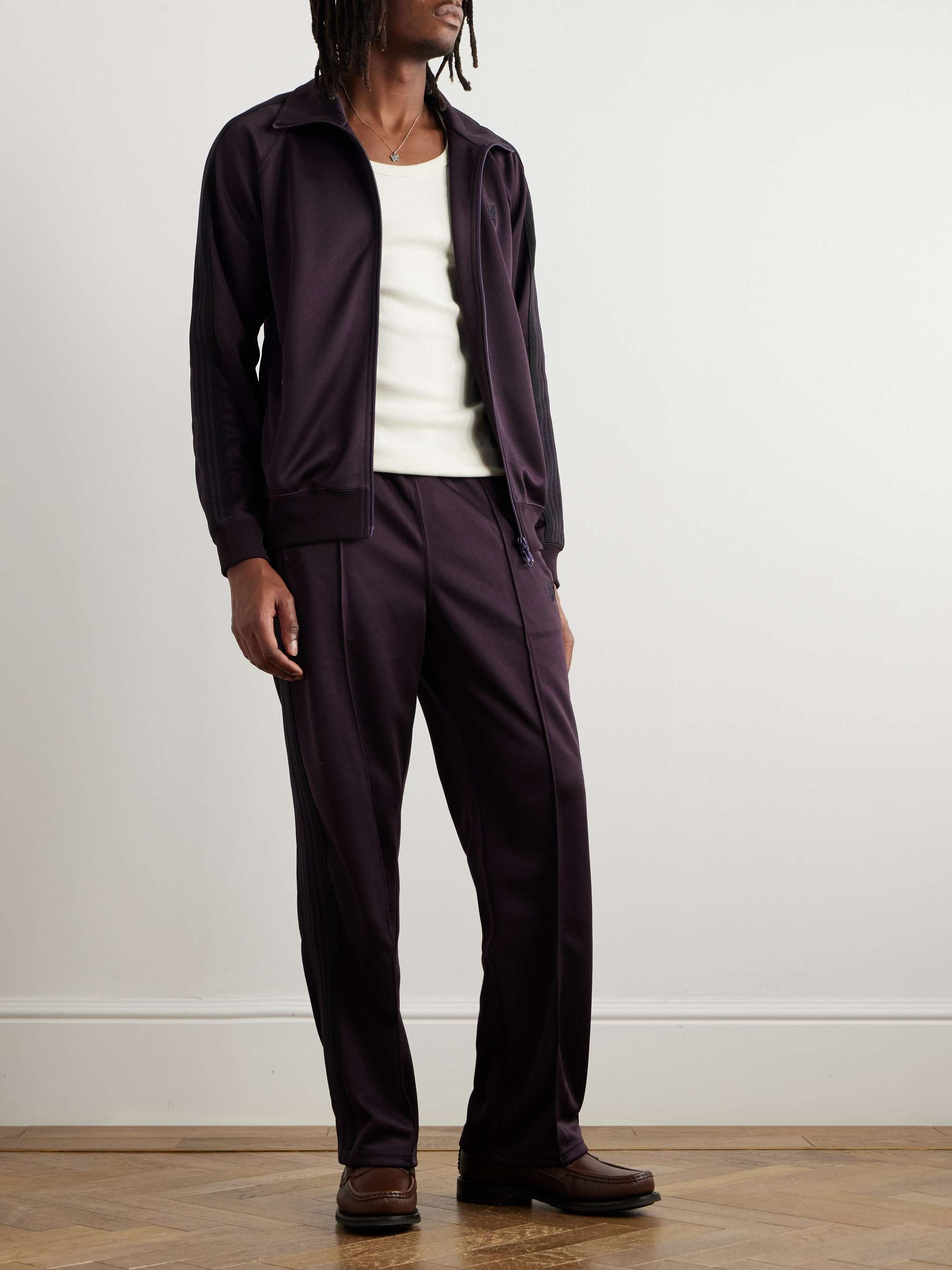 Purple Webbing-Trimmed Logo-Embroidered Tech-Jersey Track Jacket ...