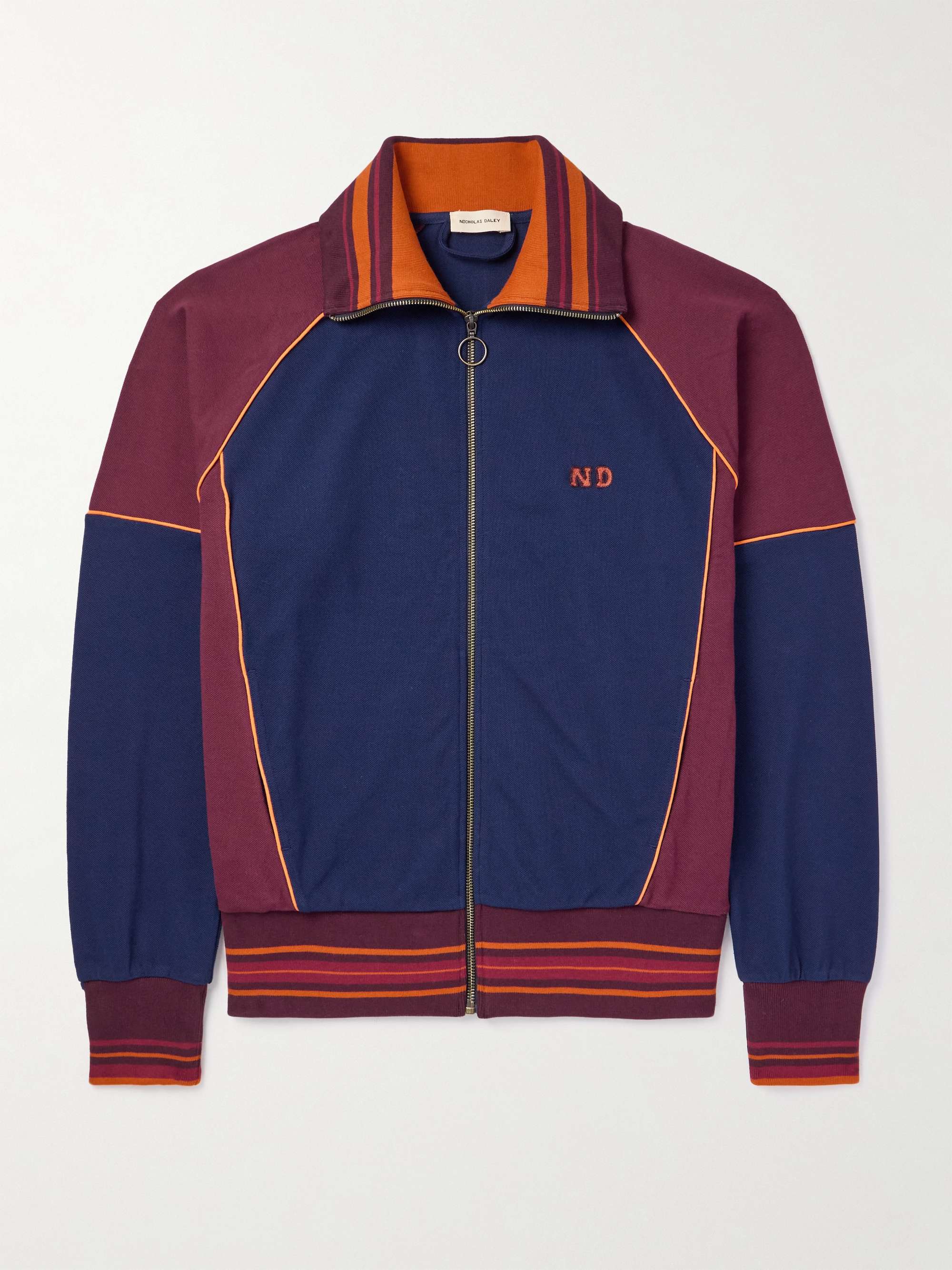 NICHOLAS DALEY Logo-Embroidered Striped Cotton-Piqué Track Jacket for ...