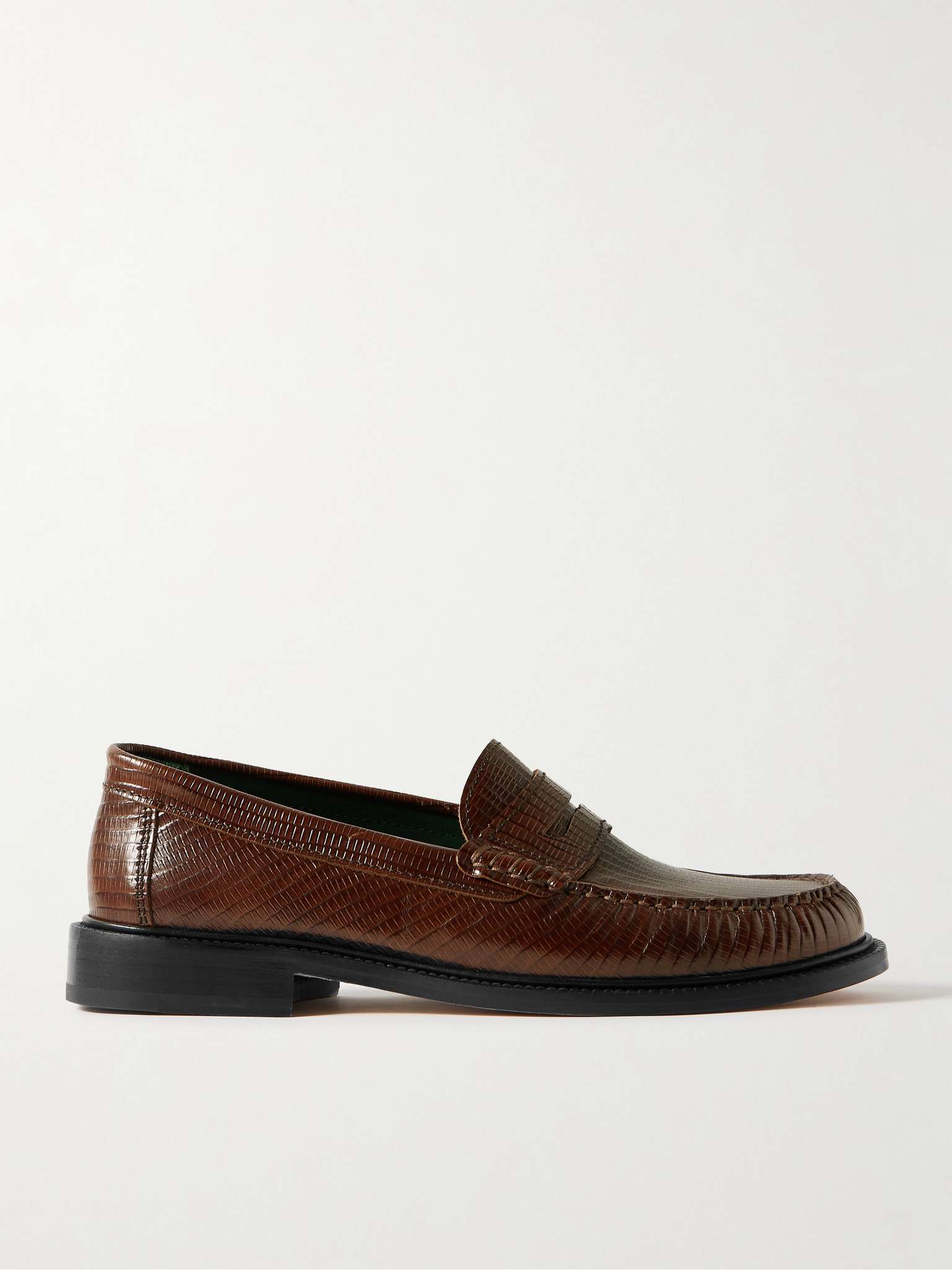 Brown Yardee Lizard-Effect Leather Penny Loafers | VINNY'S | MR PORTER