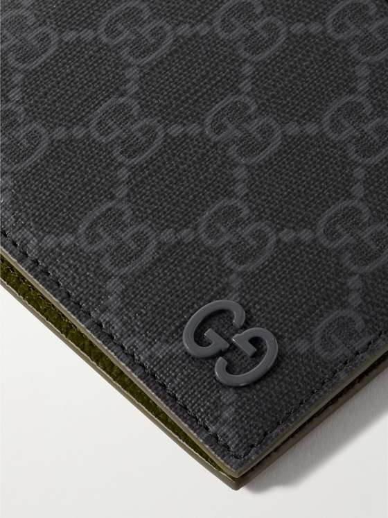 GUCCI GG Supreme Monogrammed Coated-Canvas and Pebble-Grain Leather ...