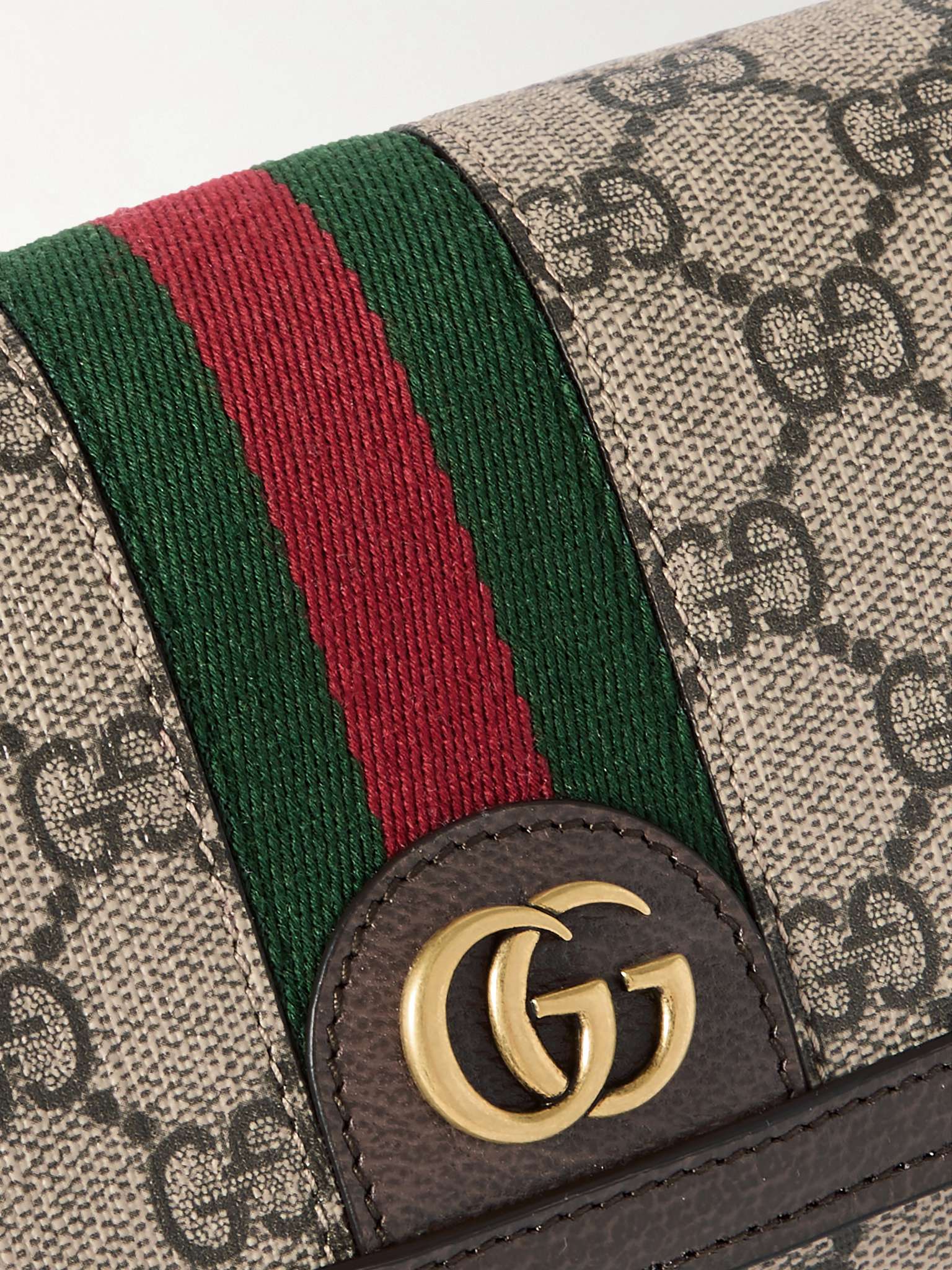 GUCCI Ophidia Mini Leather-Trimmed Monogrammed Coated-Canvas Messenger ...