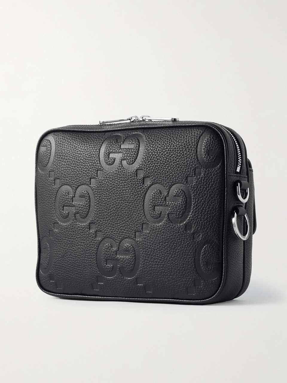 GUCCI Jumbo GG Logo-Debossed Full-Grain Leather Messenger Bag for Men ...
