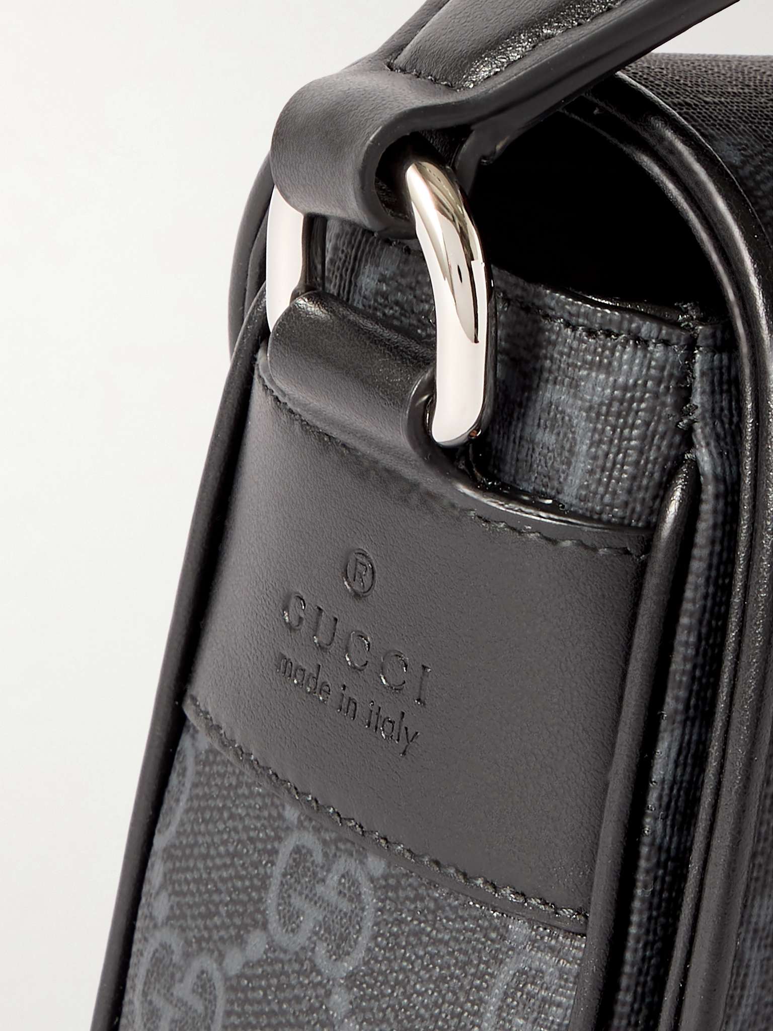 GUCCI Ophidia Mini Leather-Trimmed Monogrammed Coated-Canvas Messenger ...