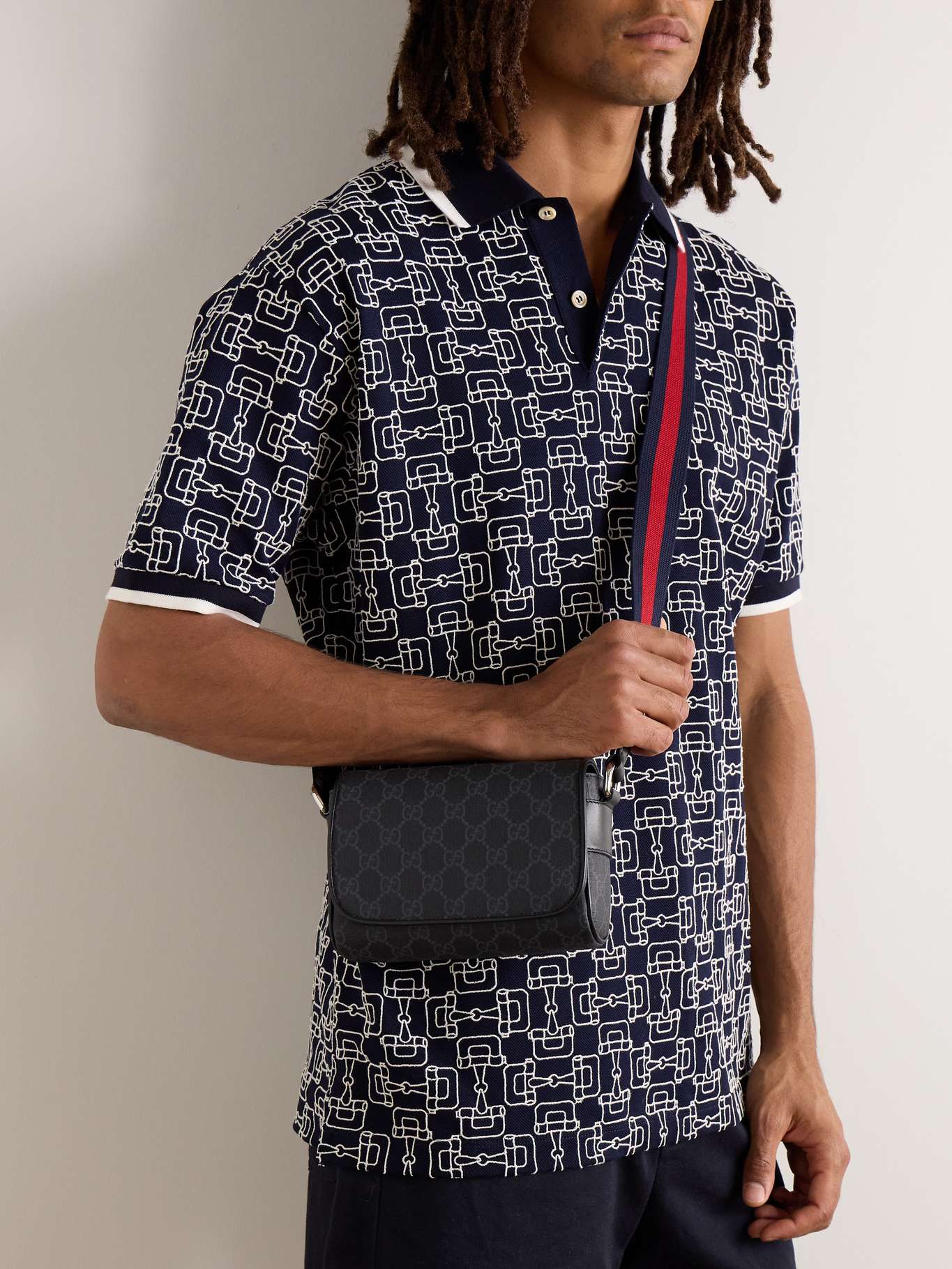 GUCCI Ophidia Mini Leather-Trimmed Monogrammed Coated-Canvas Messenger ...