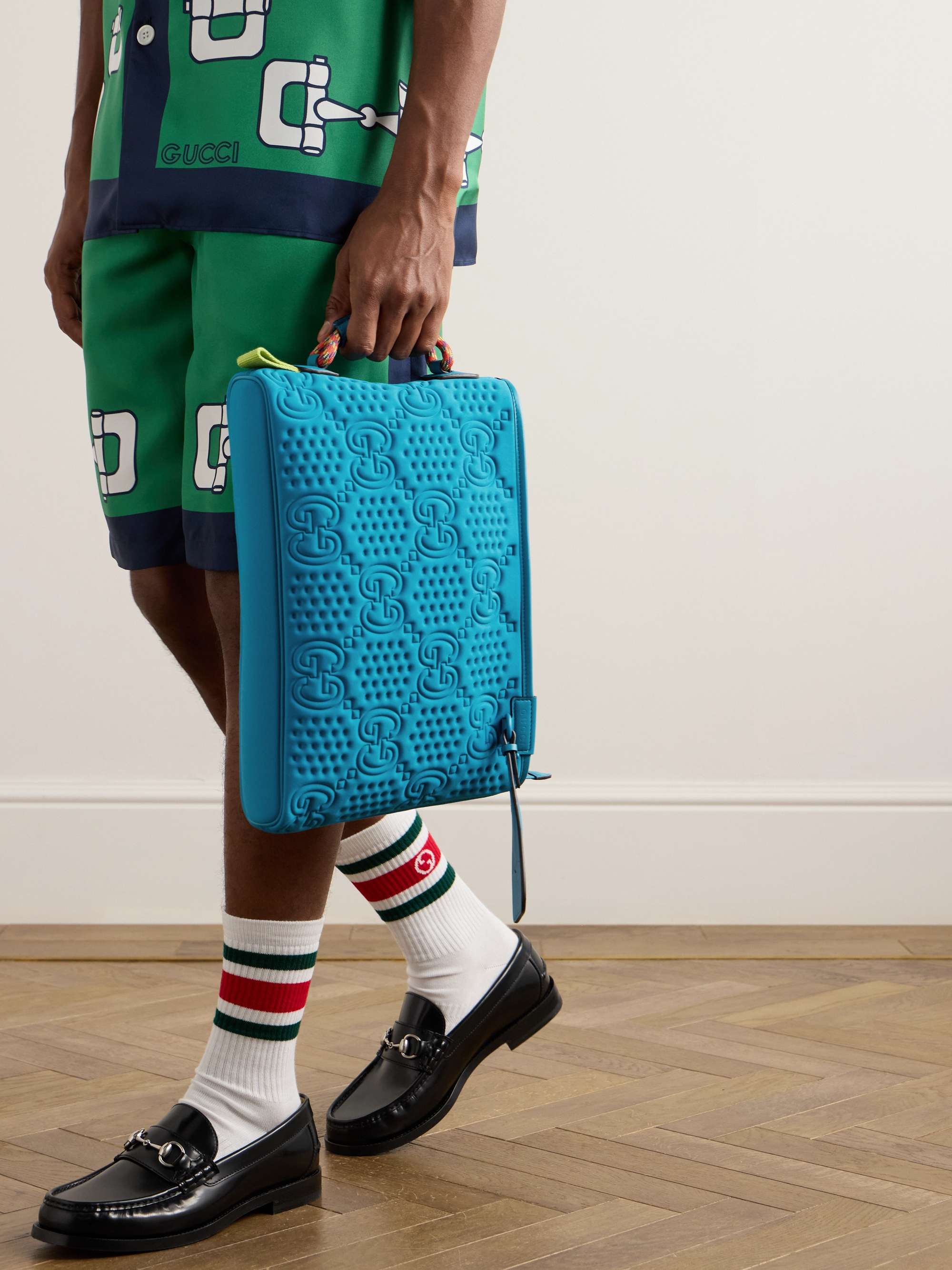 GUCCI Diver Leather-Trimmed Logo-Embossed Shell Pouch for Men | MR PORTER
